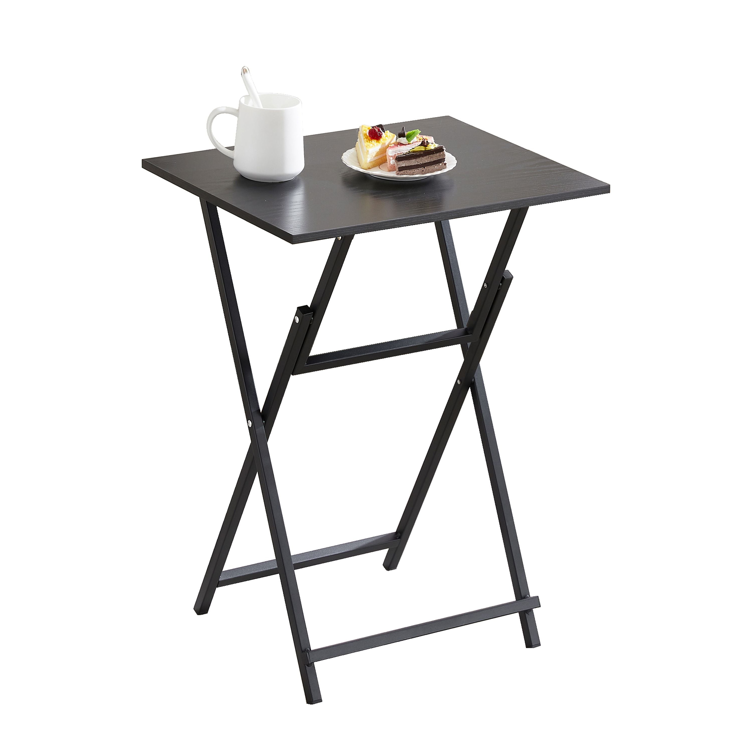 Xukmct 2 Pack Folding Tray Table with Metal Frame, Industrial Portable ...