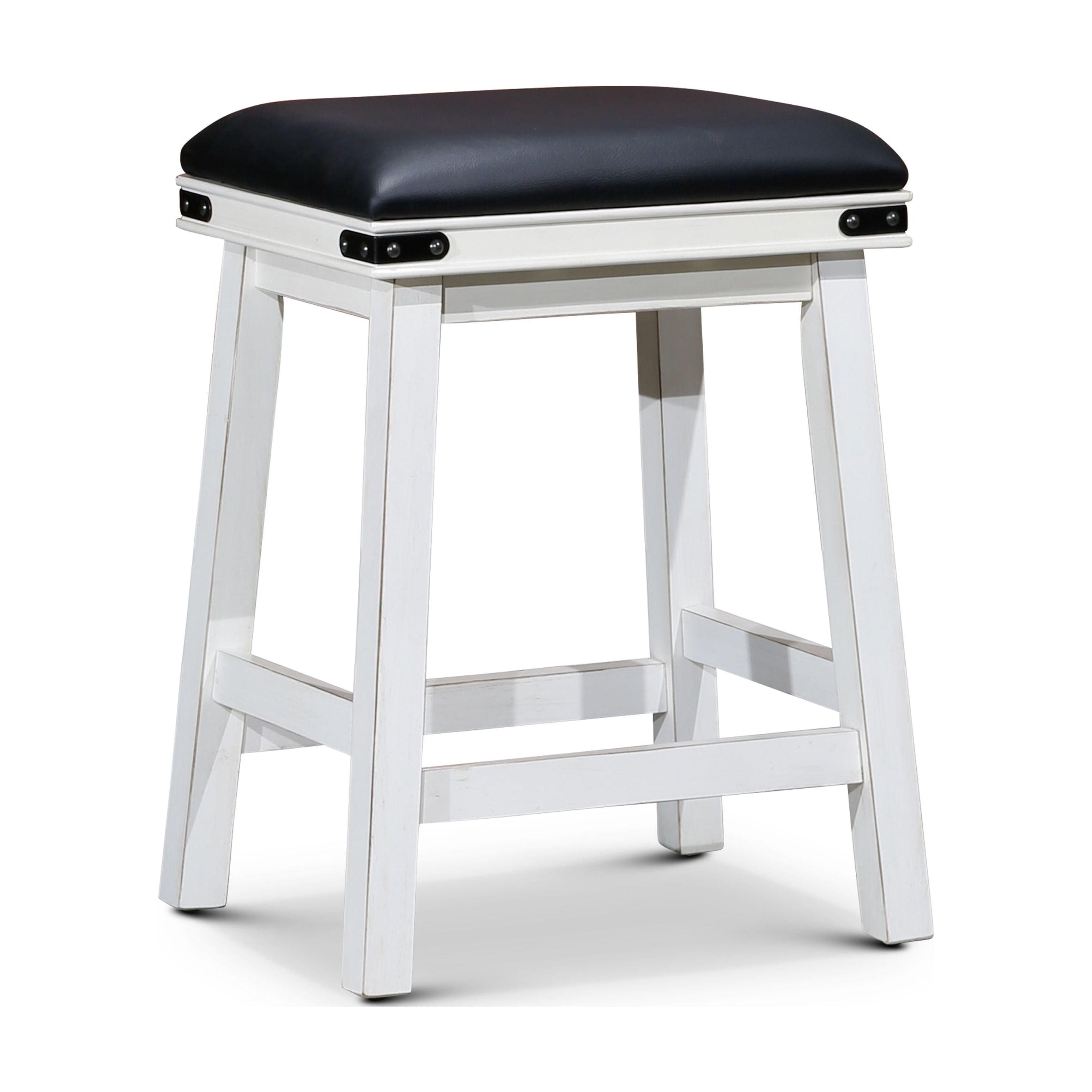 Xukmct 24" Black Leather Seat Backless Bar Stool with Footrest ...