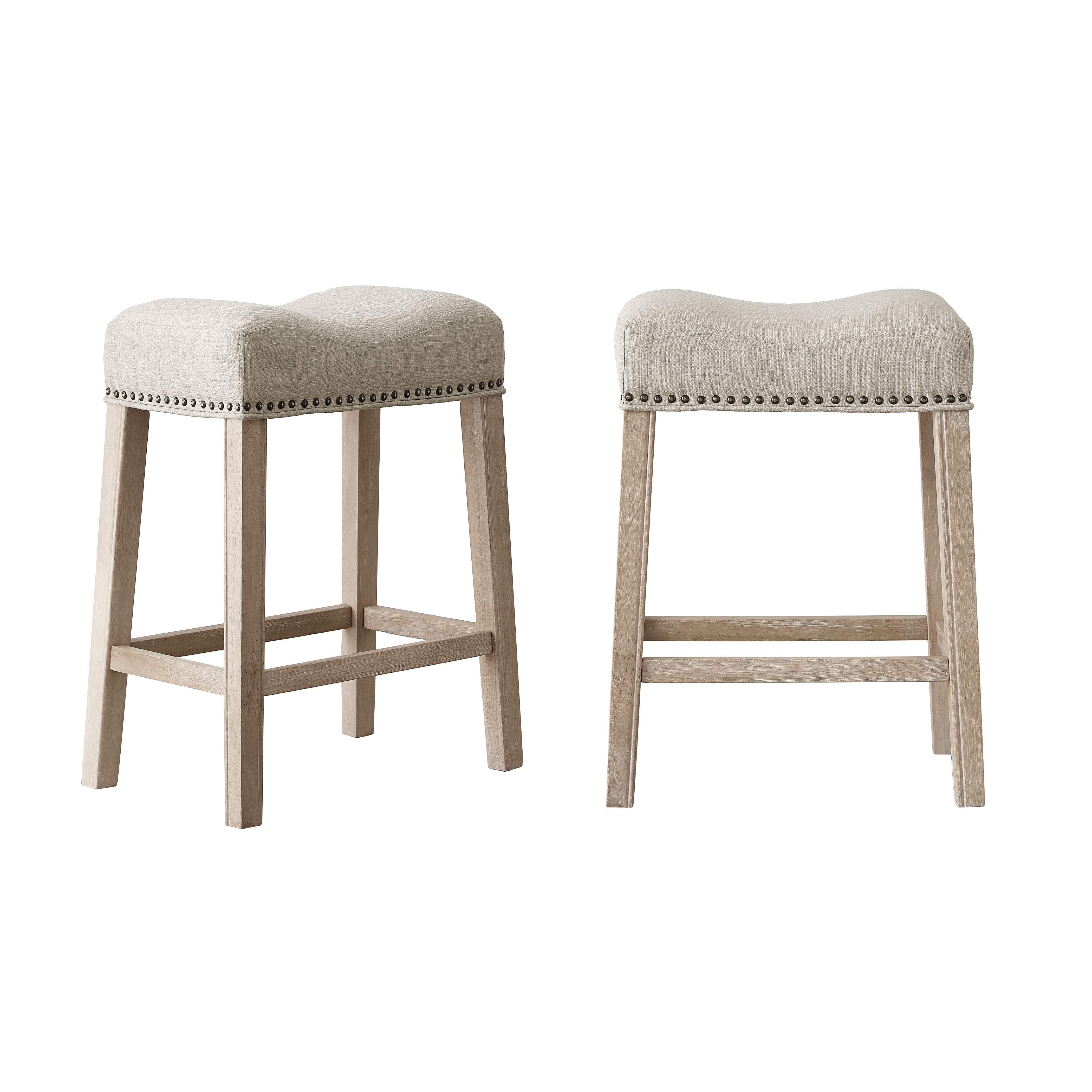 Xukmct 24" Upholstered Backless Bar Stools with Footrest, Wood Frame ...