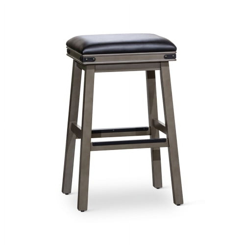 Xukmct 30" Black Leather Seat Backless Bar Stool with Footrest ...