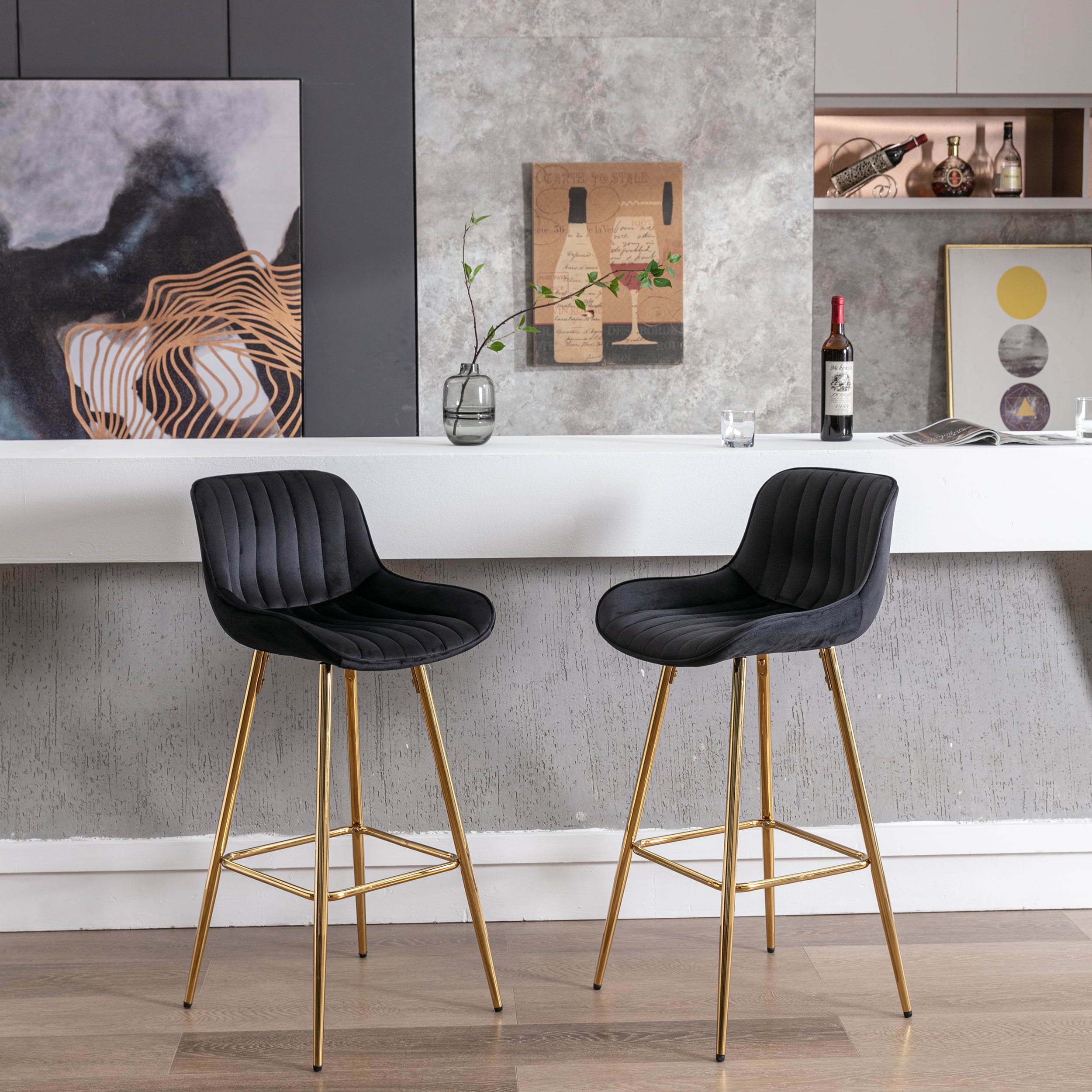 Xukmct 30inch Velvet Bar Stools for Home, Bar, Dining Room, Modern ...