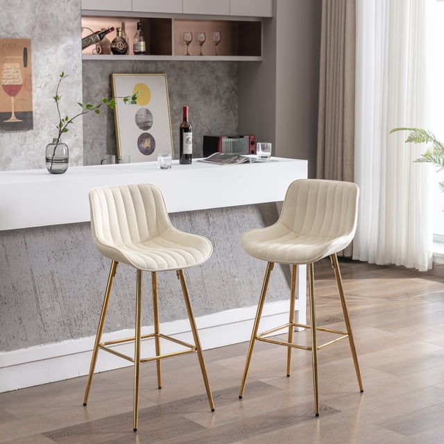 Xukmct 30inch Velvet Bar Stools for Home, Bar, Dining Room, Modern ...