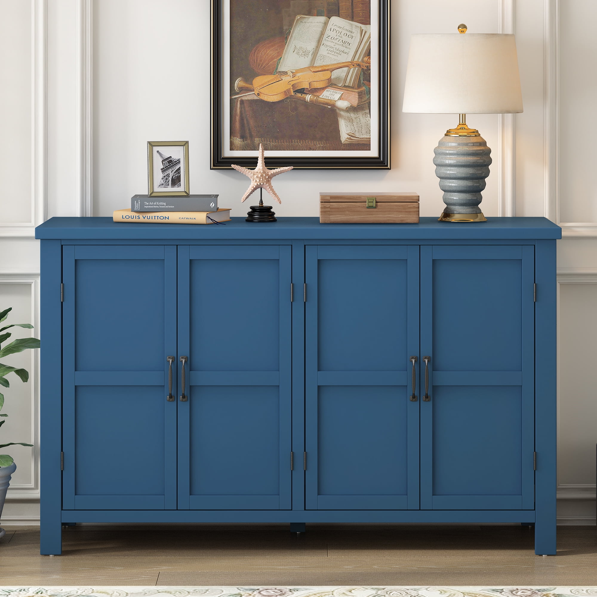 Xukmct 4 Door Sideboard Cabinet with Inner Shelves and Handles, Wood ...