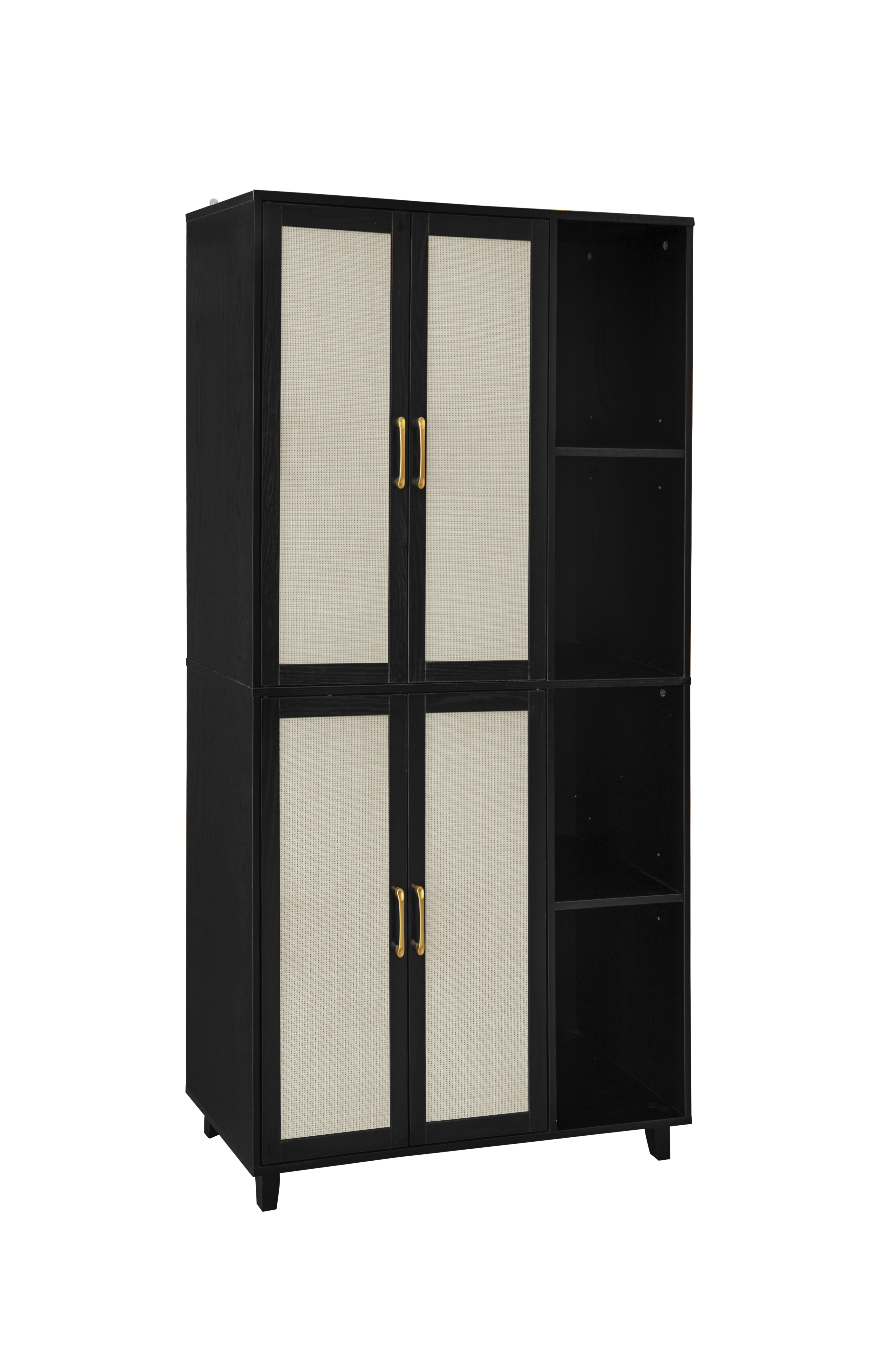 Xukmct 4 Doors Storage Cabinet with 4 Open Shelves and 4 Inner Shelves ...