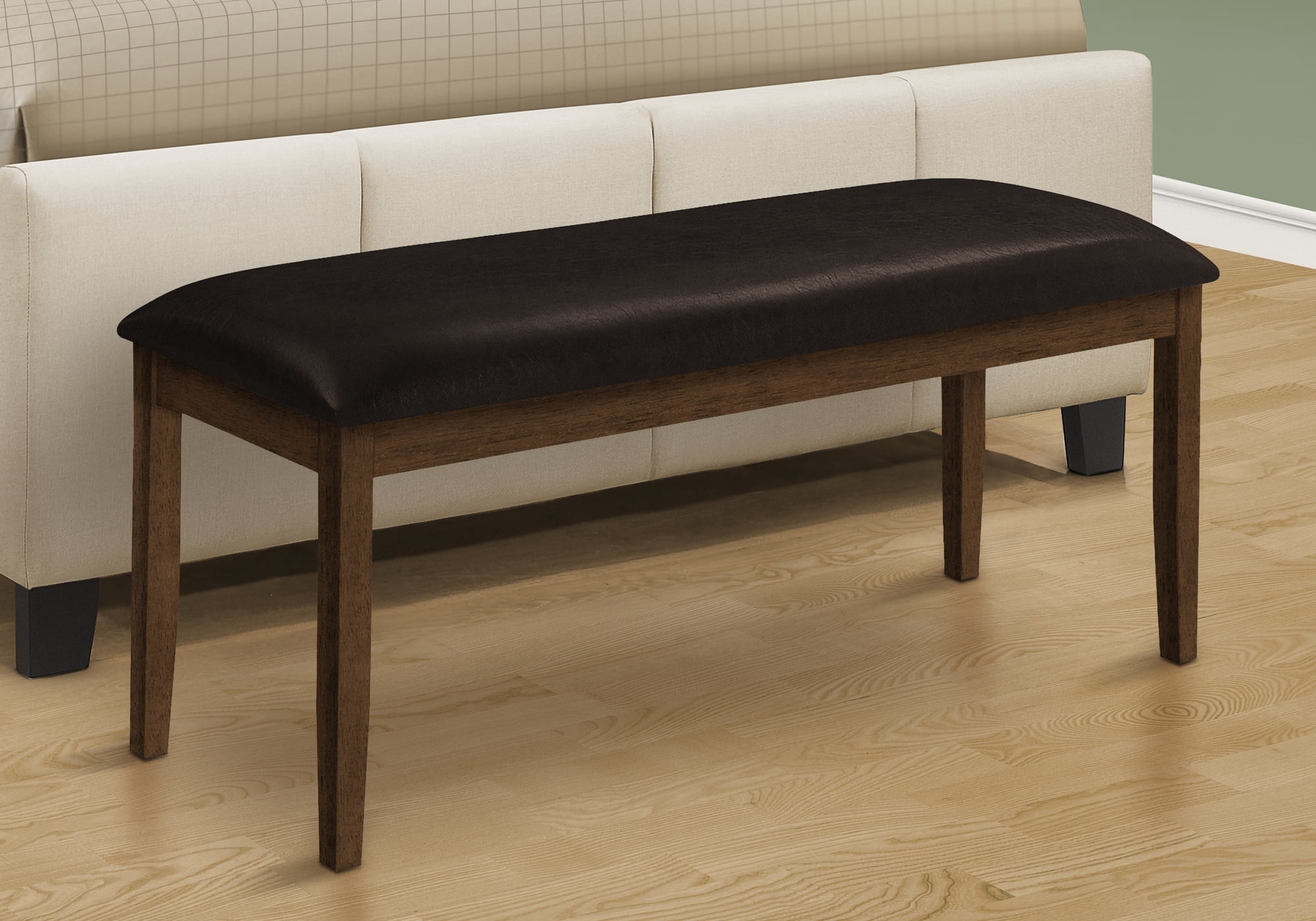 Xukmct 48" Upholstered Leather Seat Bench with Wood Frame, Rectangular ...