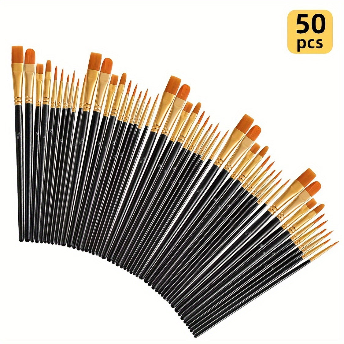 Xukmct 50 Pcs Paint Brushes Set Artist Paint Brushes for Acrylic ...