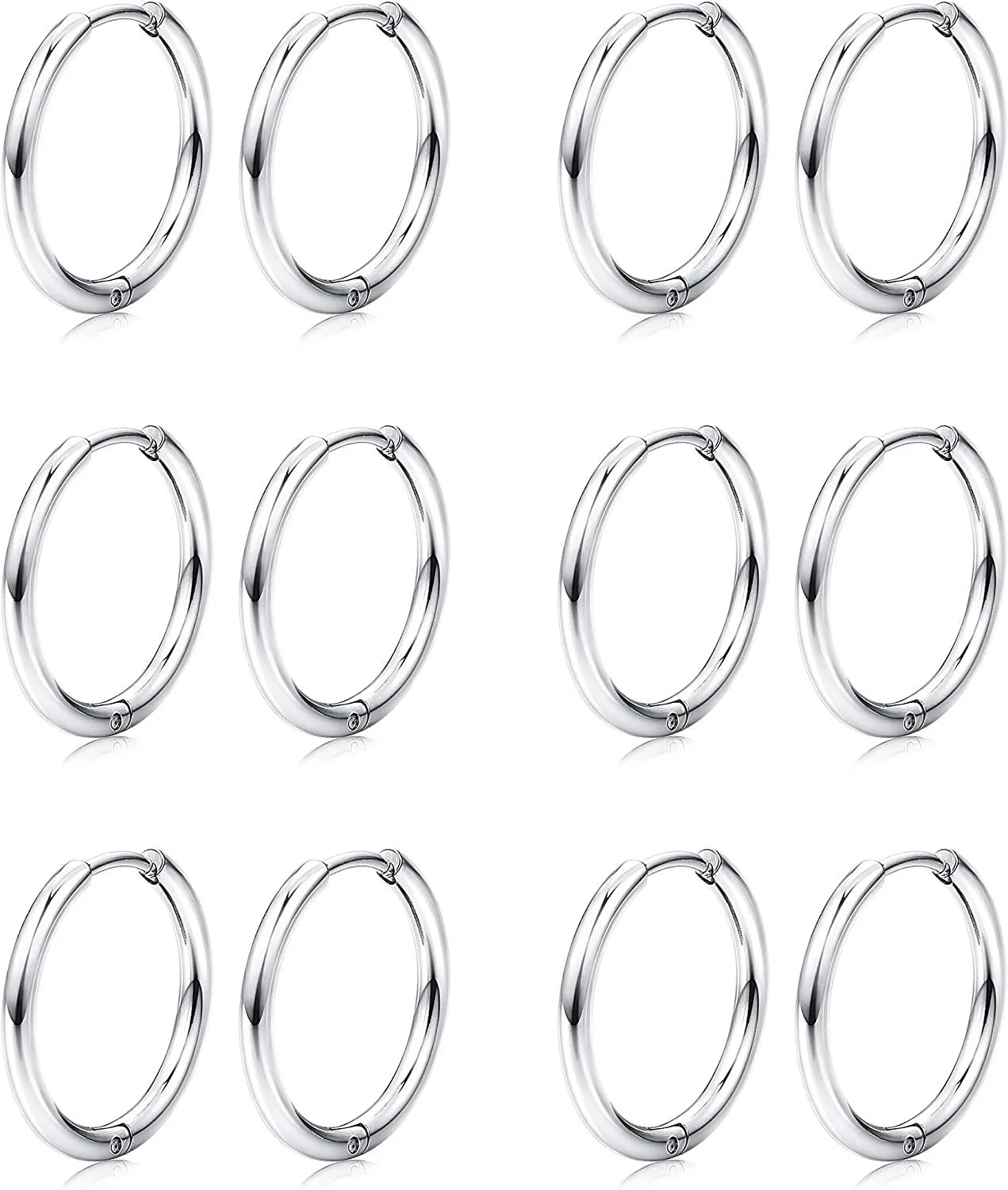 Xukmct 6 Pairs 14K Gold Plated Hoop Earrings 10MM Small Sleeper Hoop ...