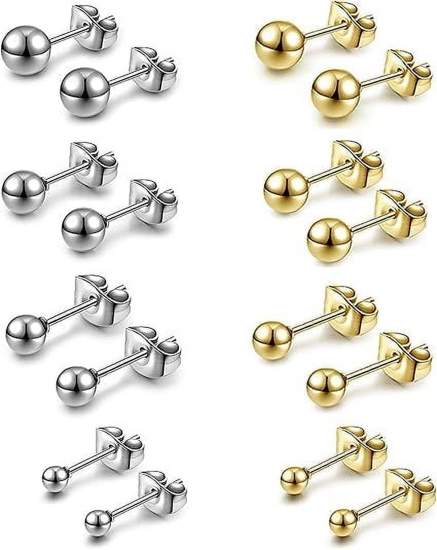 Customer reviews for Xukmct 8 Pairs 316L Stainless Steel Ball Earrings Studs Set Round Ball ...