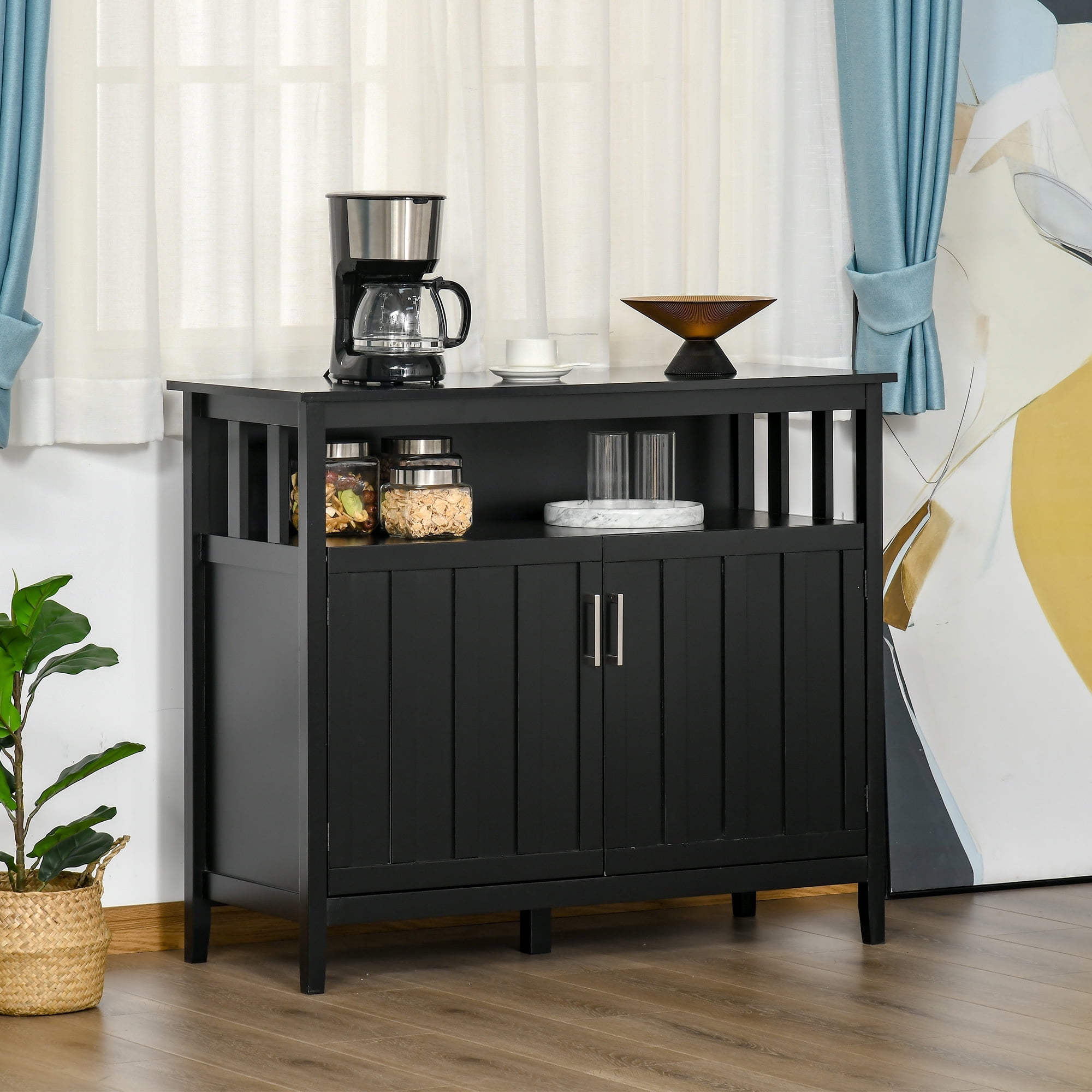 Xukmct Coffee Bar Cabinet Sideboard Buffet Cabinet with 2 Doors and ...