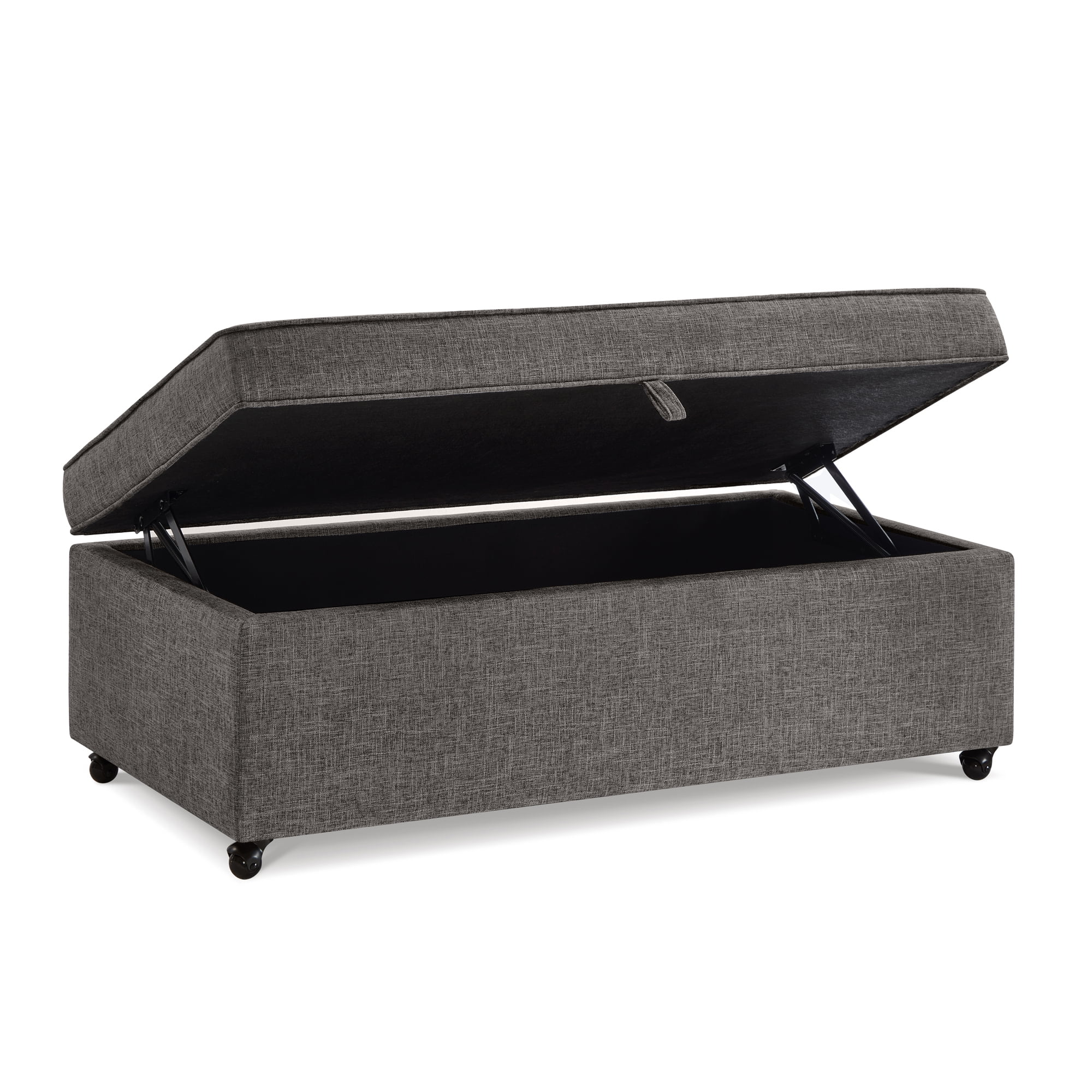 Xukmct Comfort Linen Storage Bench with Wheels, Large Storage Ottoman ...