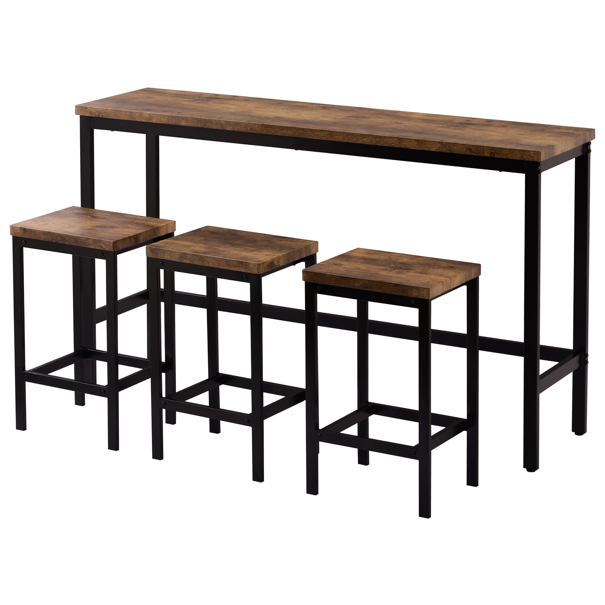 Xukmct Counter Height Dining Table with 3 Stools, Metal Frame Dining ...
