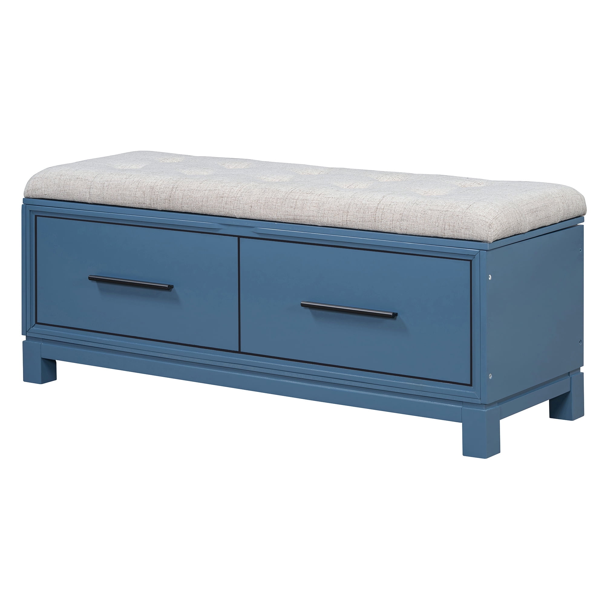 Xukmct Entryway Storage Bench with Removable Cushion, Modern Wood Shoe ...