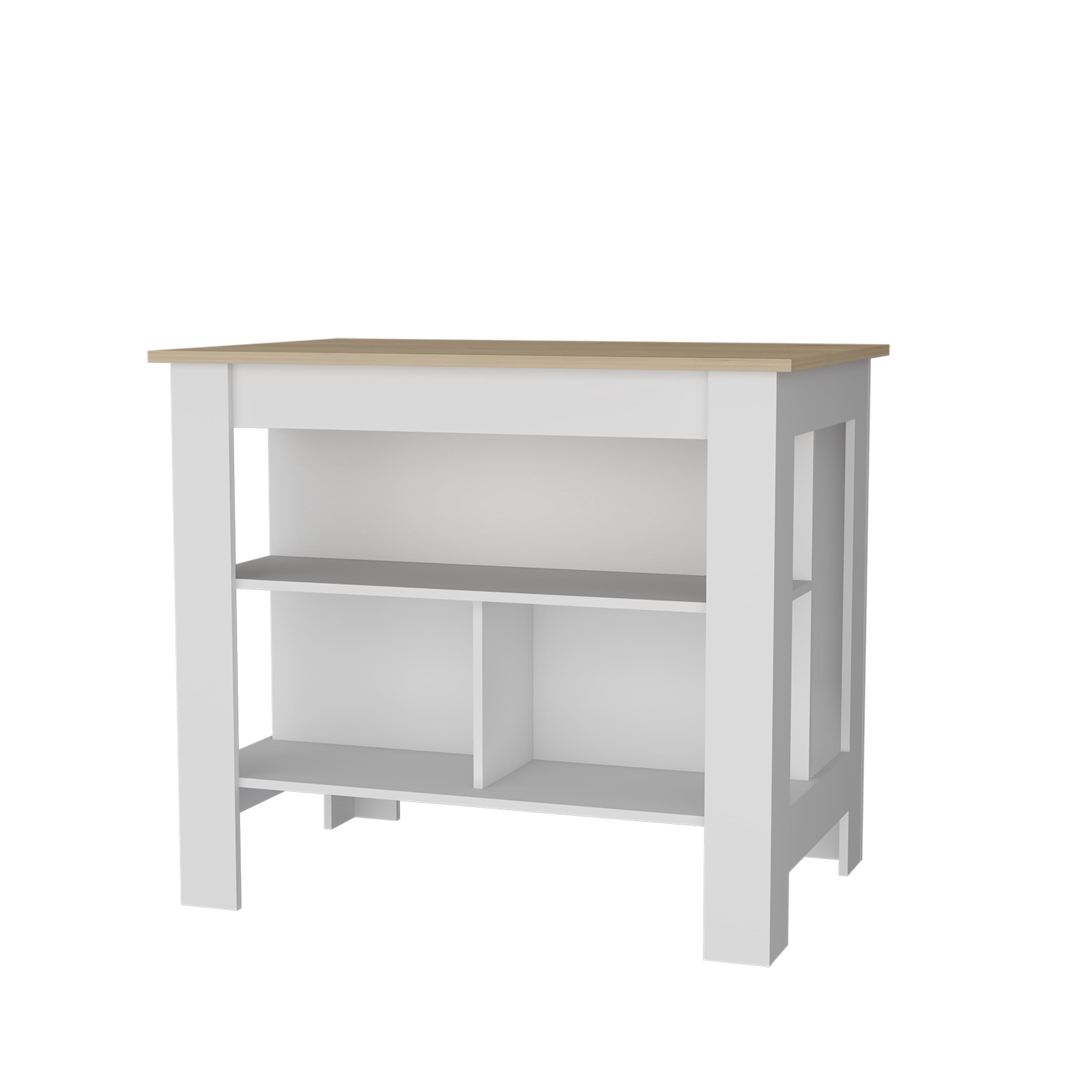 Xukmct Kitchen Island with Open Storage Shelf, Wood Top Island Table ...
