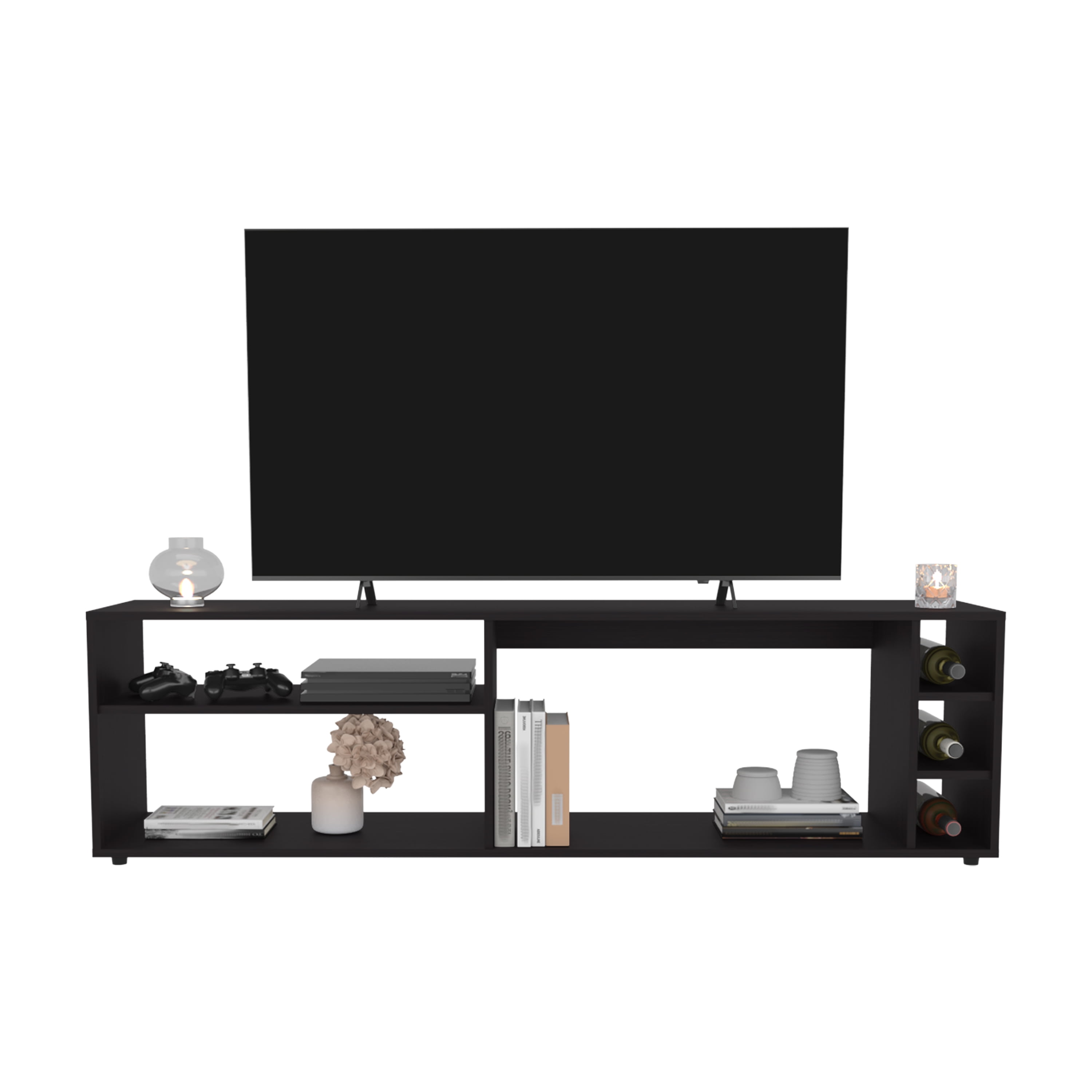 Xukmct Media Console for TVs up to 63", Tv Cabinet with 3 Open Shelves ...