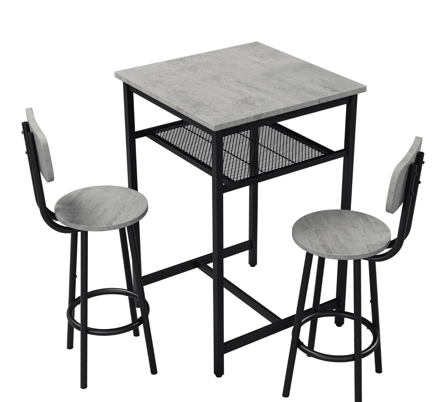 Xukmct Metal Frame Bar Table with 2 Pack Bar Stools, Wood Top Bar Table ...