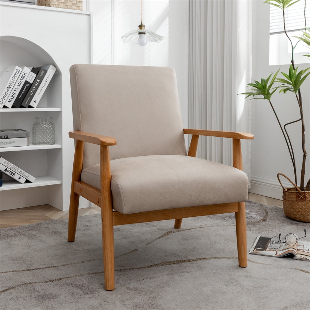 Xukmct Mid-Century Modern Arm Chair with Wood Frame, 25.38" Wide ...