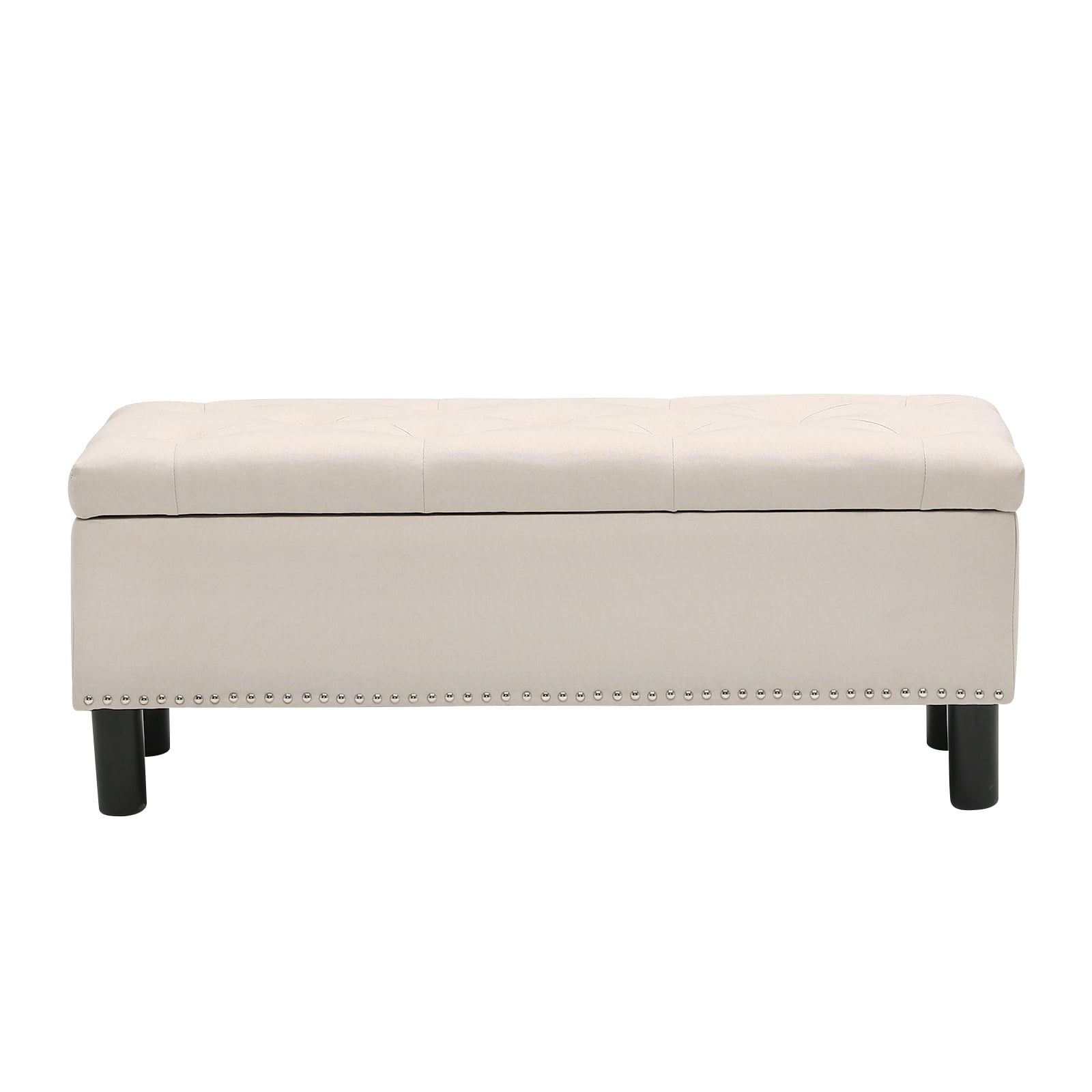 Xukmct Modern Linen Storage Bench with Wood Legs, Upholstered Storage ...