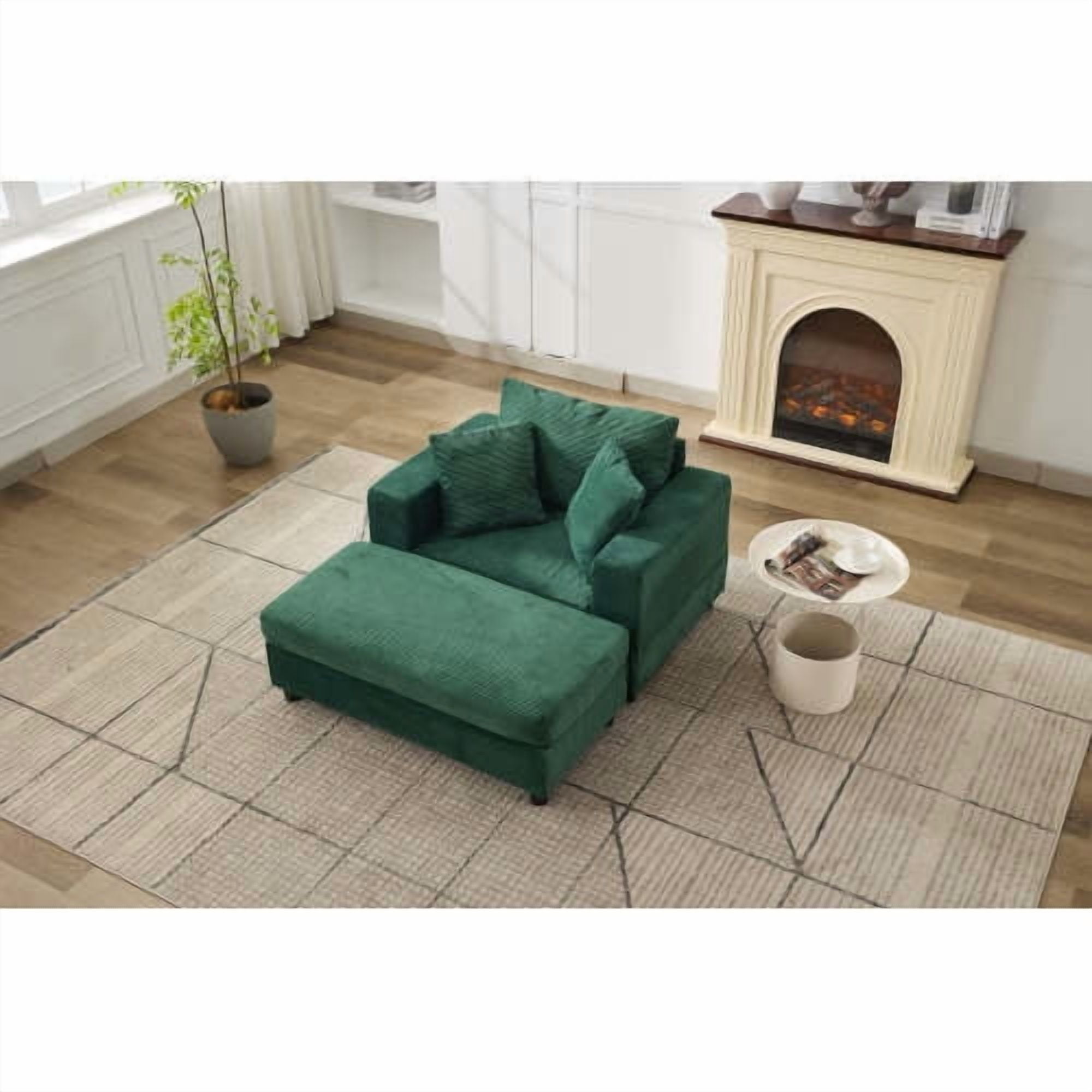 Xukmct Modern Upholstered Club Chair Accent Chair with Ottoman and ...