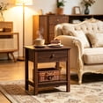 Xukmct Modern Wood Nightstand with Open Shelf, 1 Drawer Beside Table ...