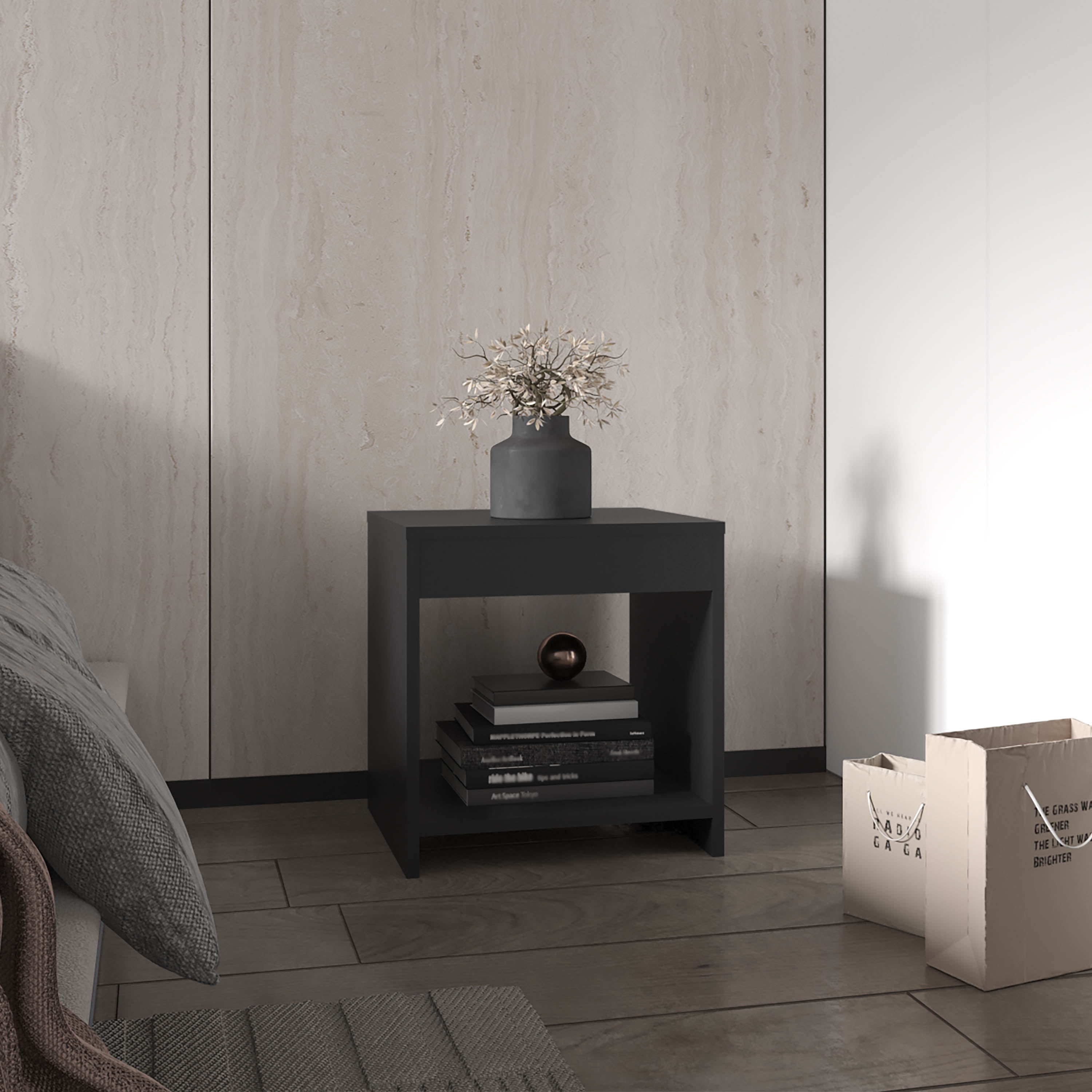 Xukmct Nightstand with Open Shelf, Beside Table for Living Room ...