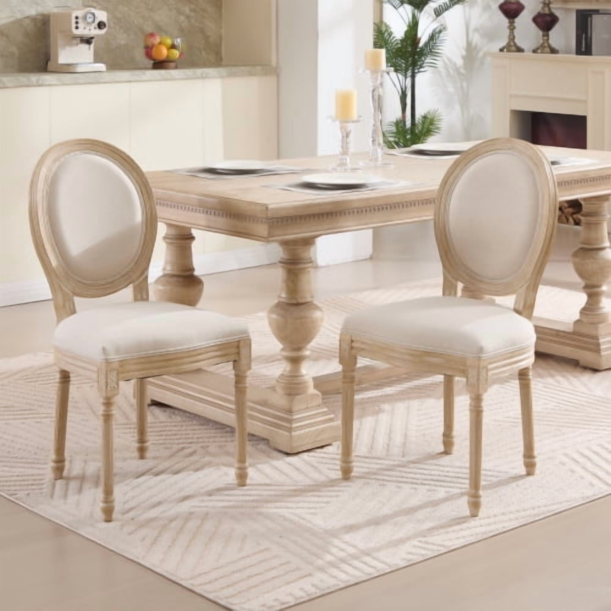 Xukmct Pack of 2 Dining Chair with Round Back, Upholstered Side Chair ...