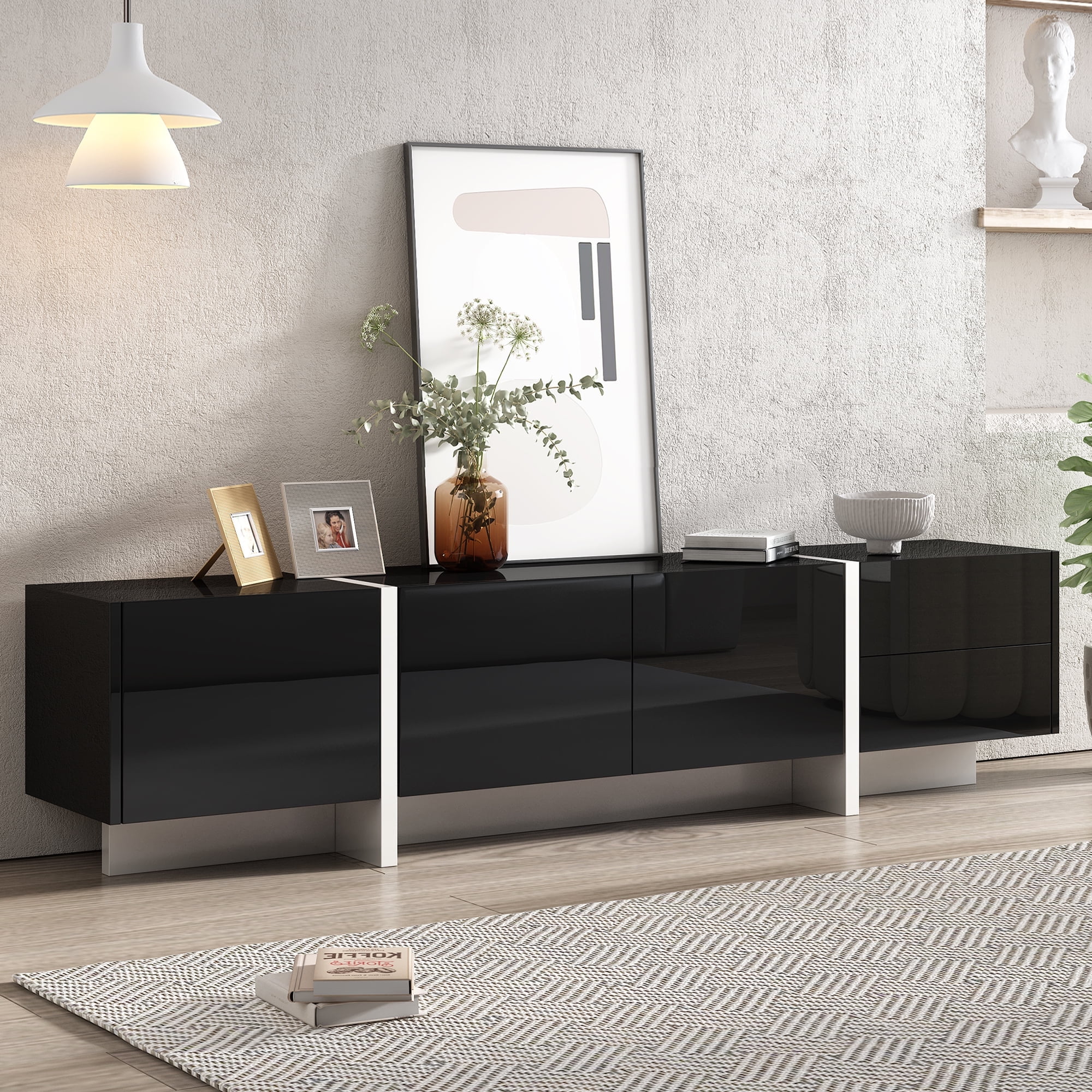 Xukmct Rectangle Console Table for Home Office, TV Stand Cabinet for ...