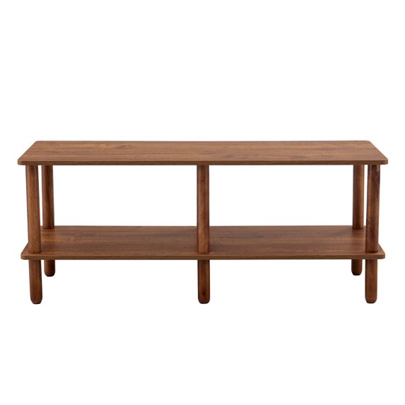 Xukmct Rectangular TV Stand with Open Storage Shelf, Modern 2 Tier ...