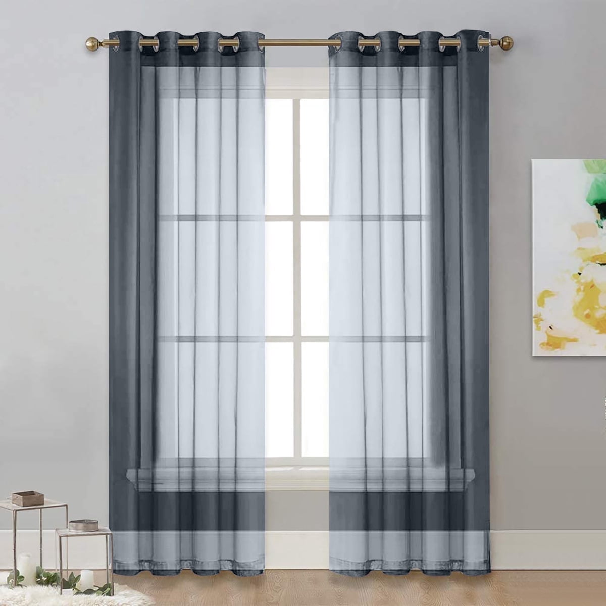 Xukmct Set of 2 Lightweight Window Curtains Sheer Curtains Light ...
