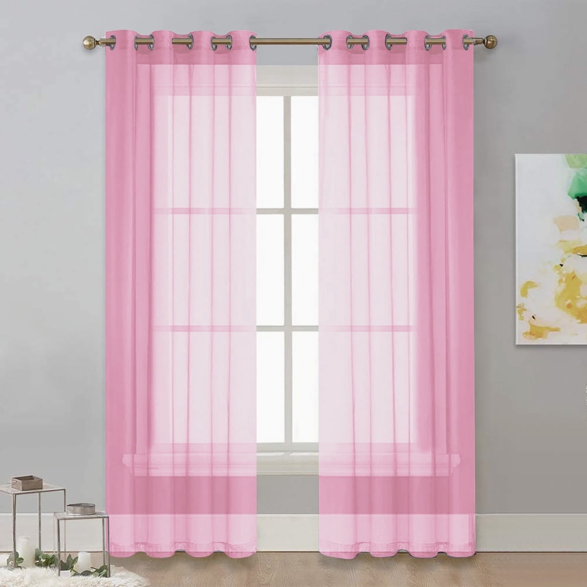 Xukmct Set of 2 Lightweight Window Curtains Sheer Curtains Light ...