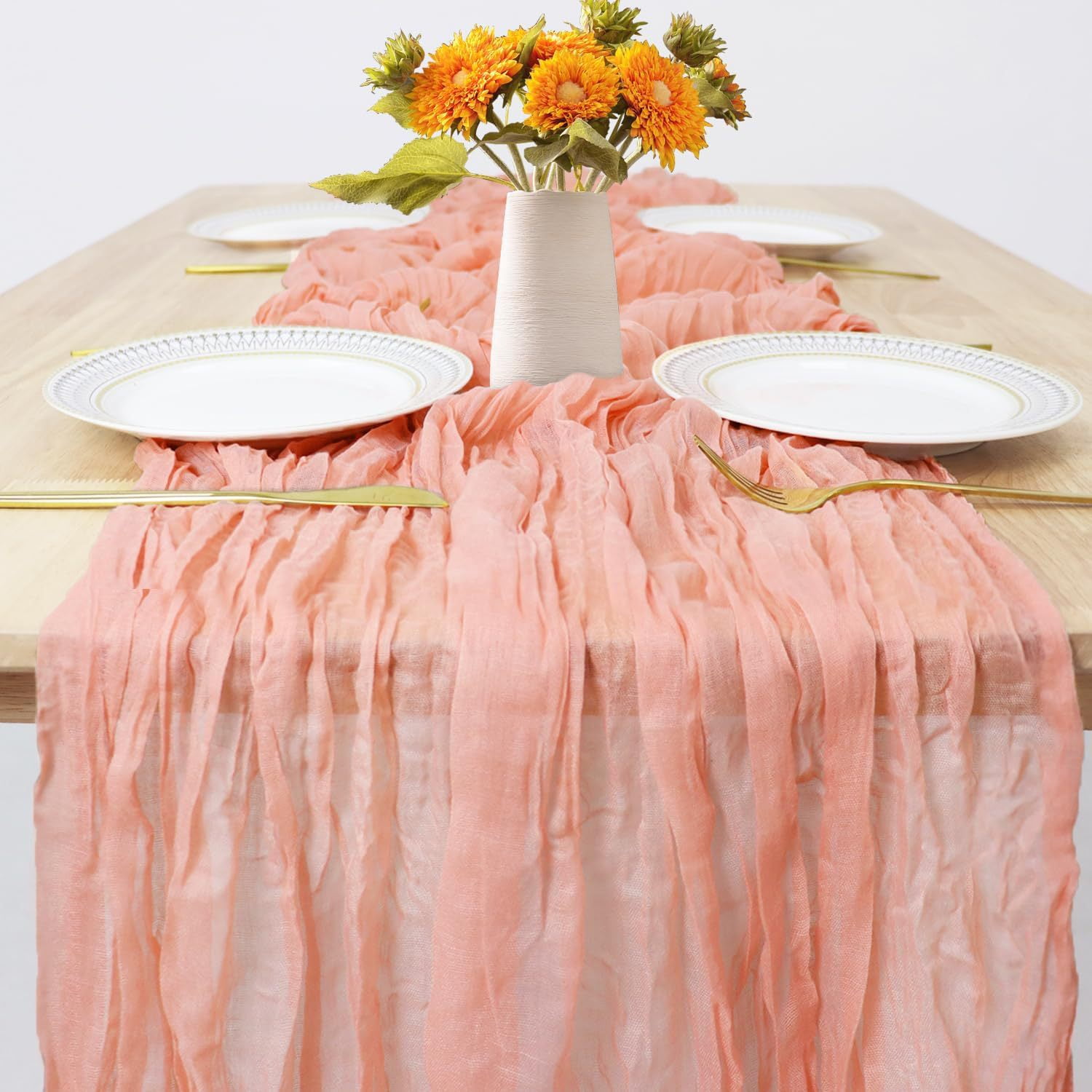 Xukmct Table Decoration Rectangle Cheesecloth Table Runner Sheer Cloth ...