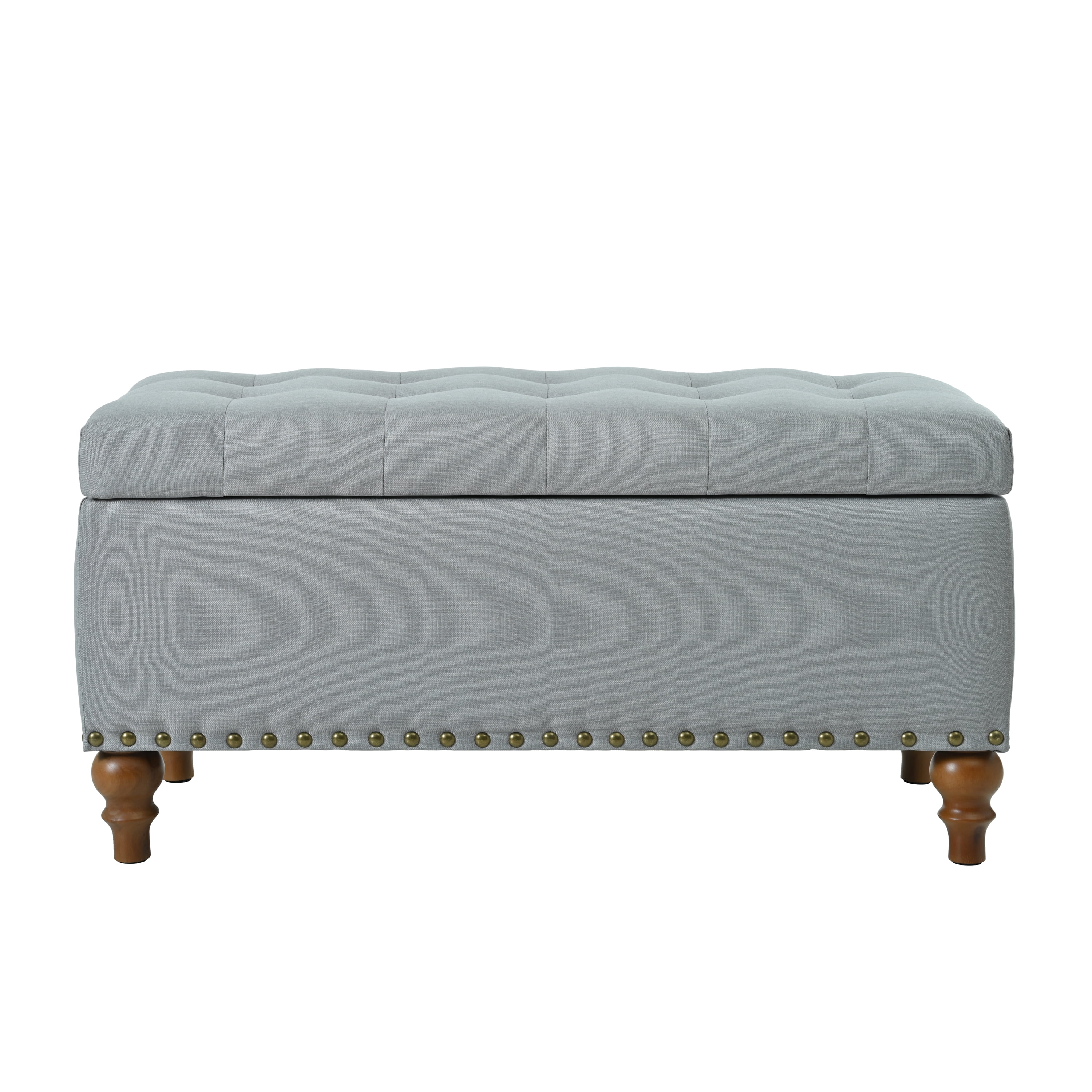 Xukmct Upholstered Linen Storage Bench with Wood Legs, Rectangle ...