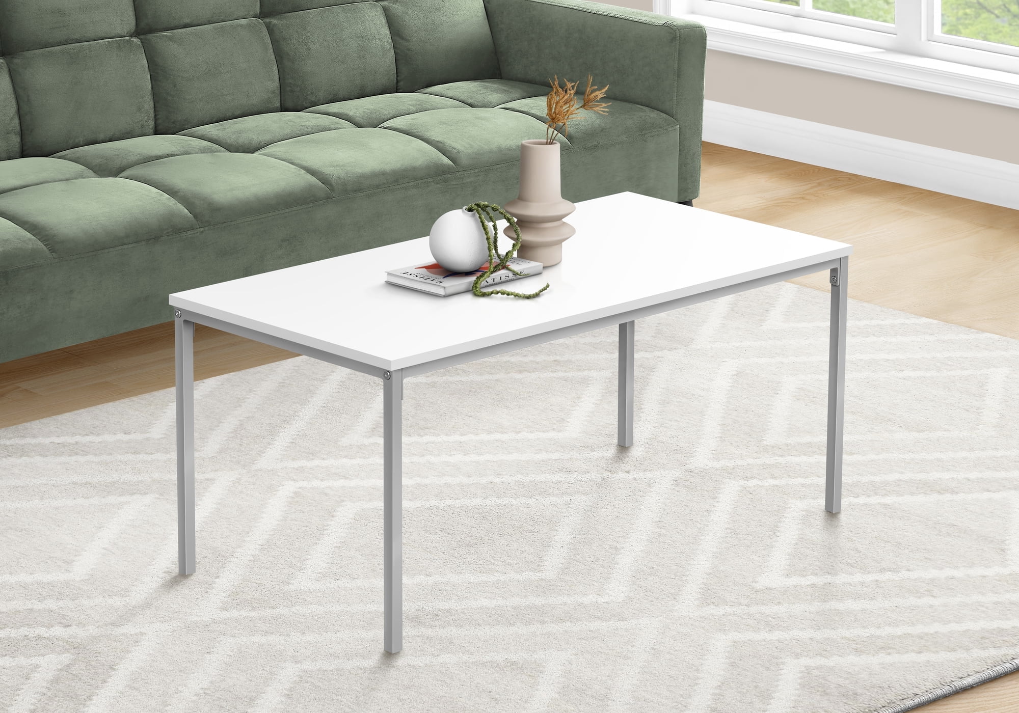Xukmct Wood Coffee Table with Metal Legs, Rectangular End Table for ...