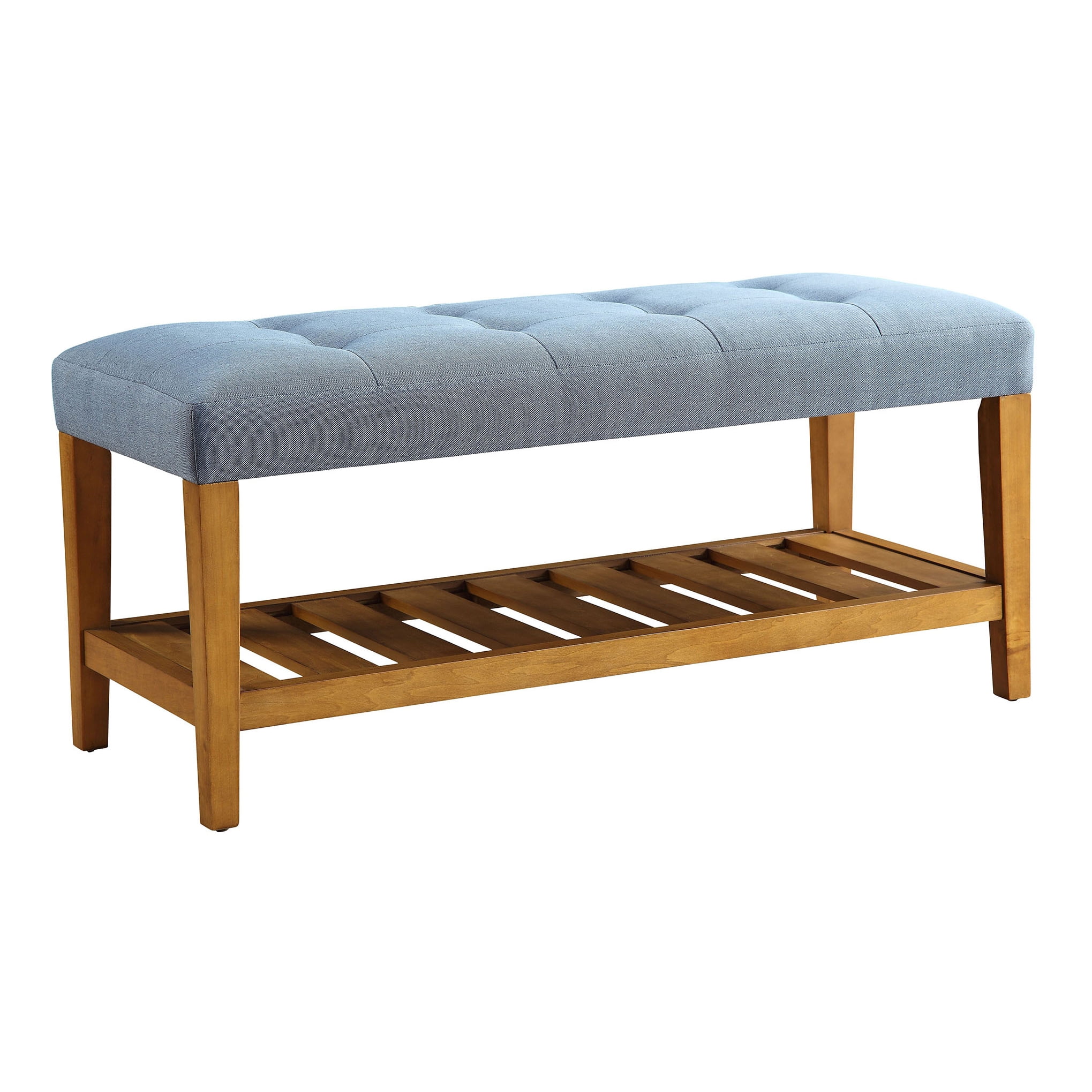 Xukmct Wood Frame Padded Seat Bench for Living Room, Bedroom, Dining ...