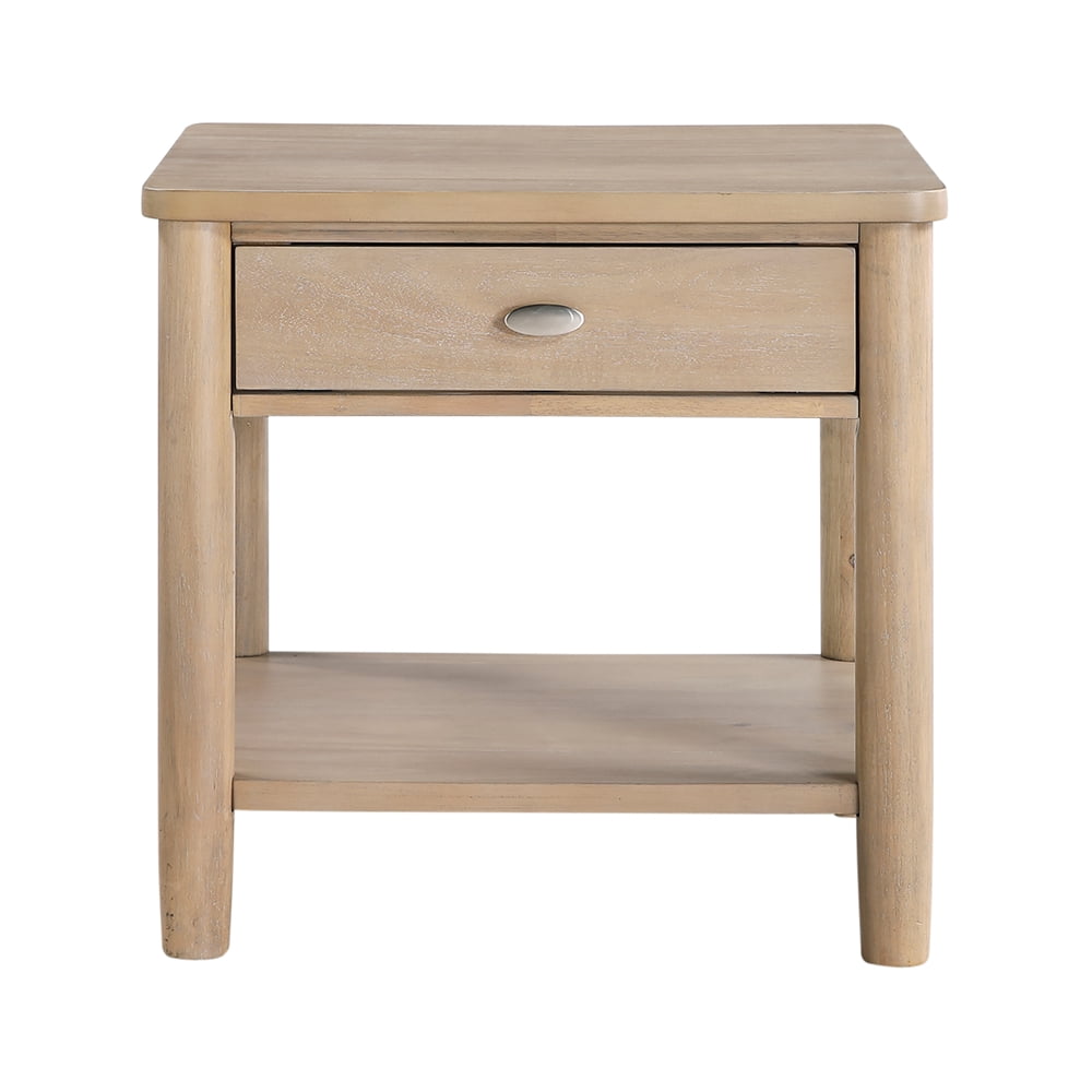 Xukmct Wooden End Table with Drawer and Open Shelf, Rectangle Side ...