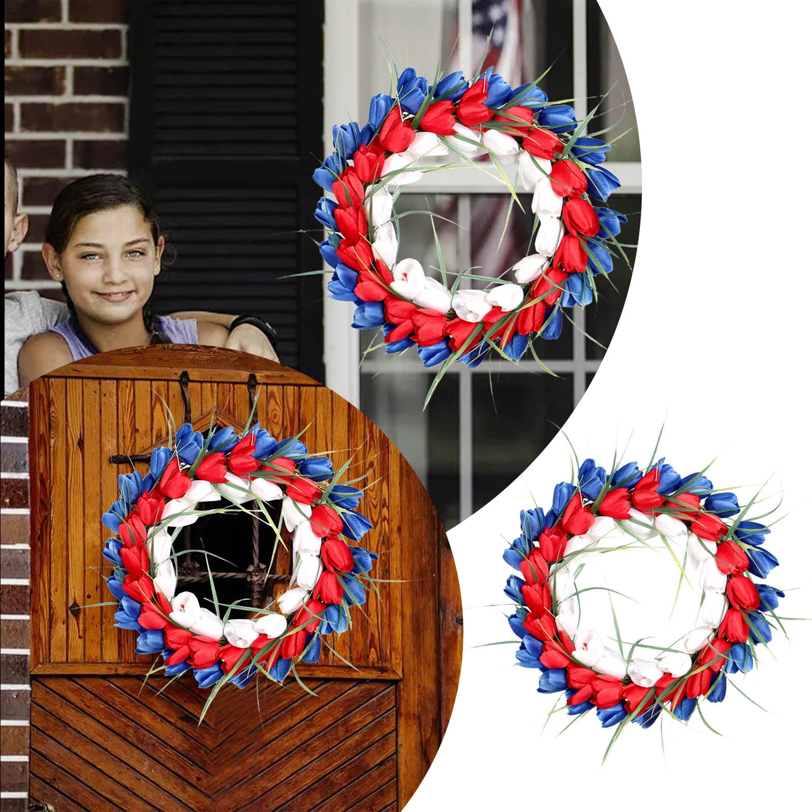 Xulianz Clearance Wreath Independence Day Flower Garlands Decorate ... Xulianz Clearance Wreath Independence Day Flower Garlands Decorate ...