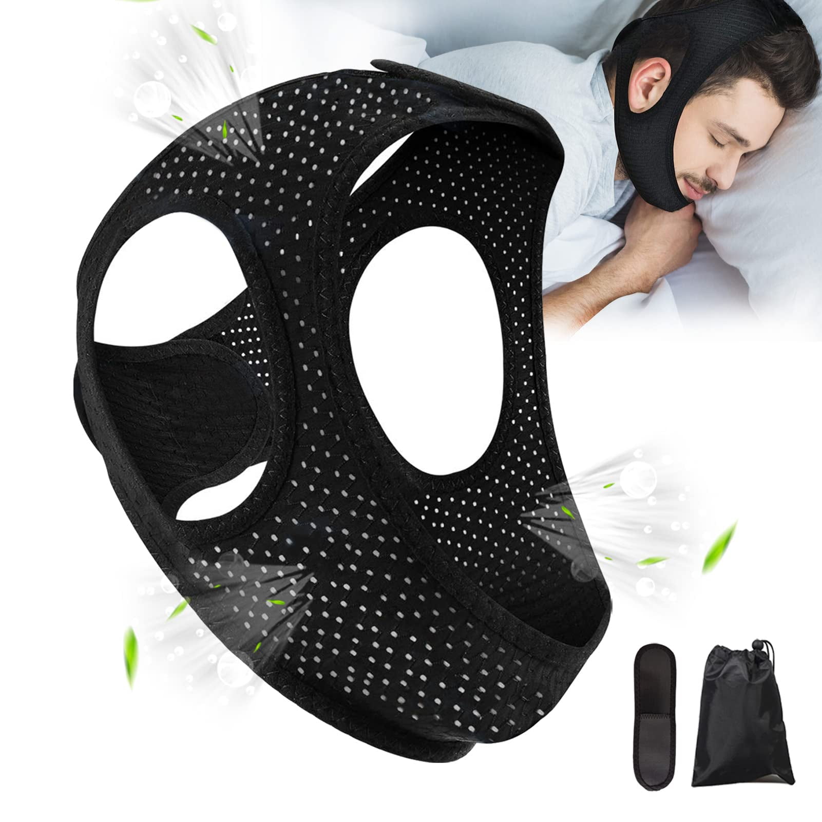 XunKA Anti Snore Chin Strap - Breathable Chin Strap Snoring Solution ...