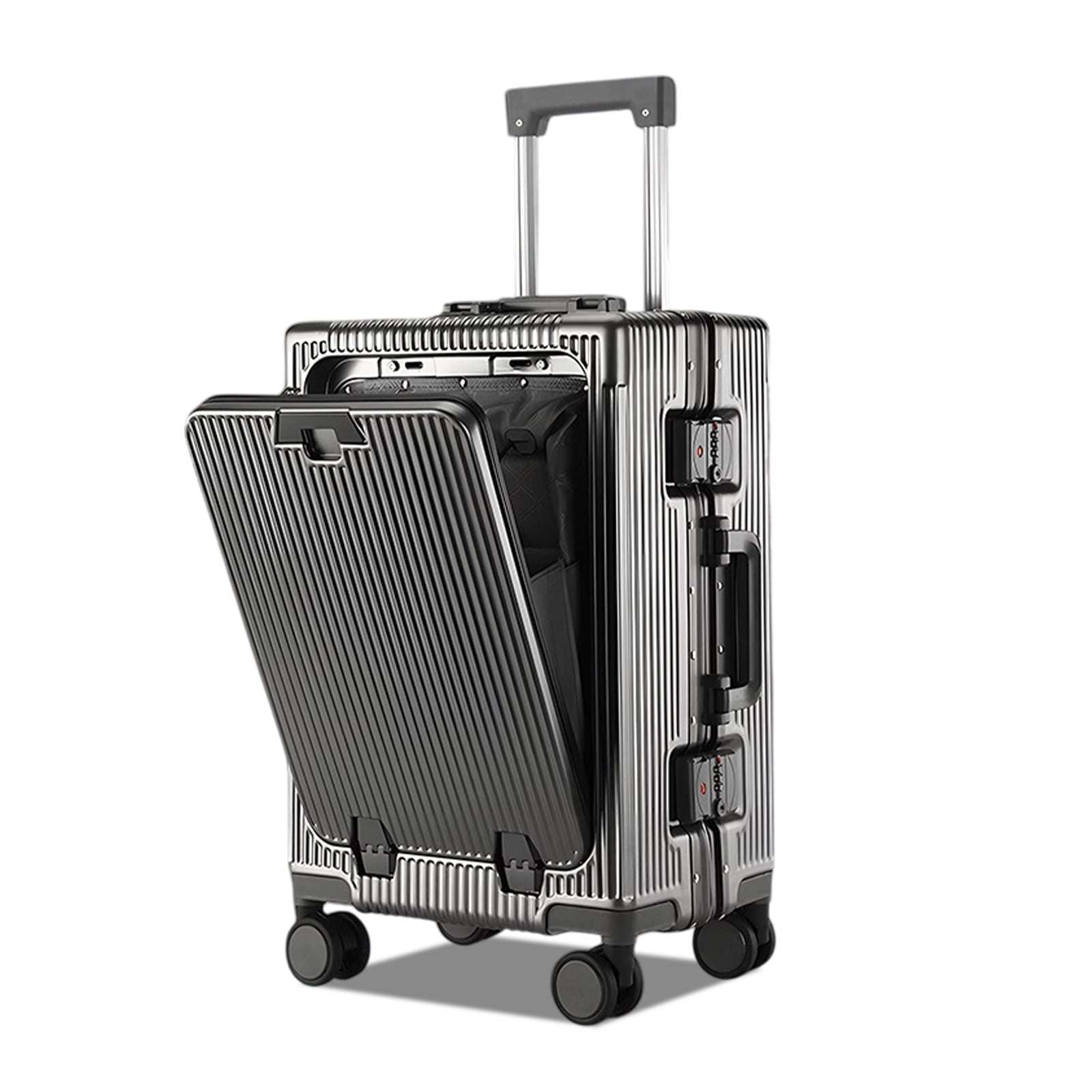 XunKA Travel Carry On Luggage with Cup Holder and Usb Port, Aluminum ...