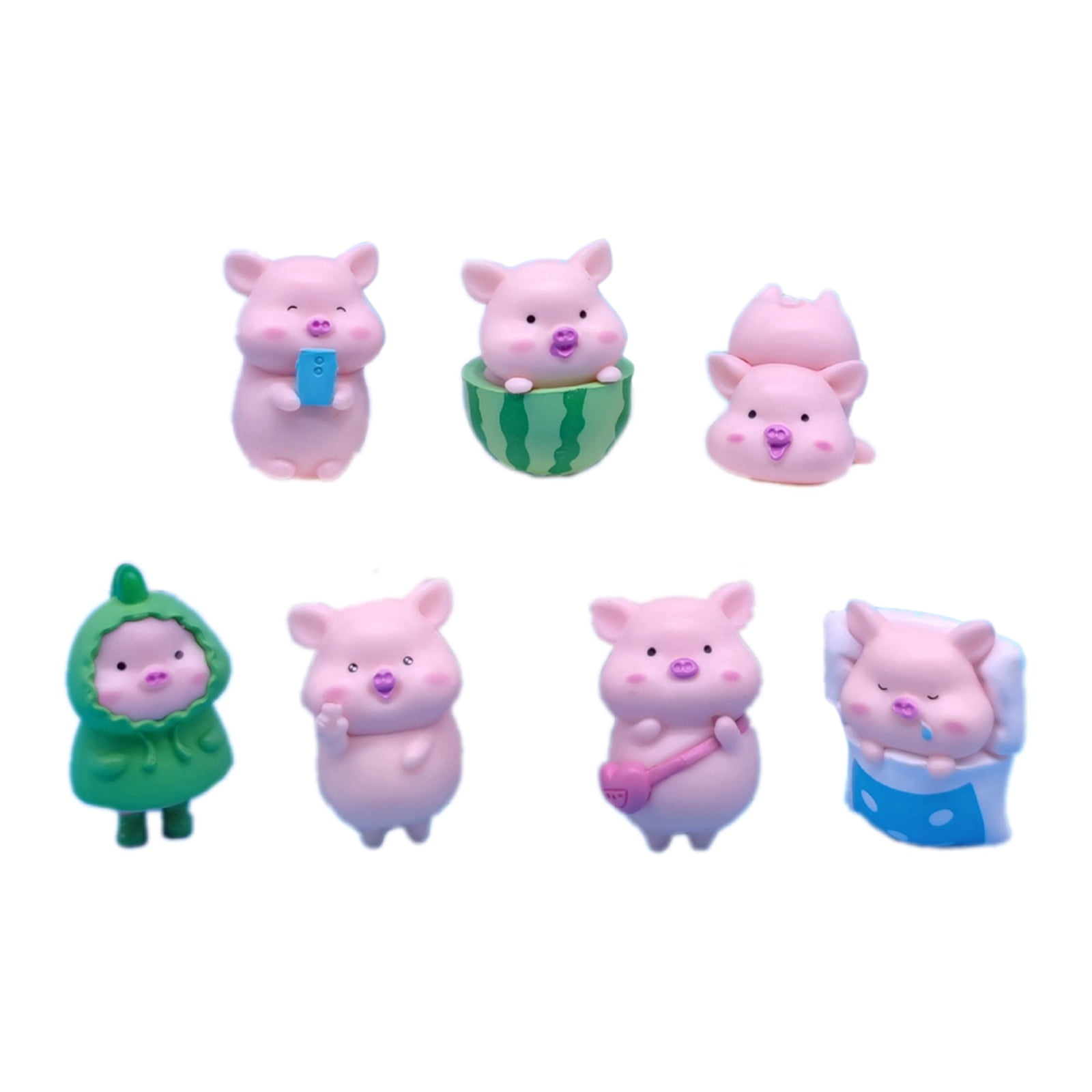 XunW Miniature Pigs Figurines Cute Pink Fairy Garden Pig Toys Figures ...