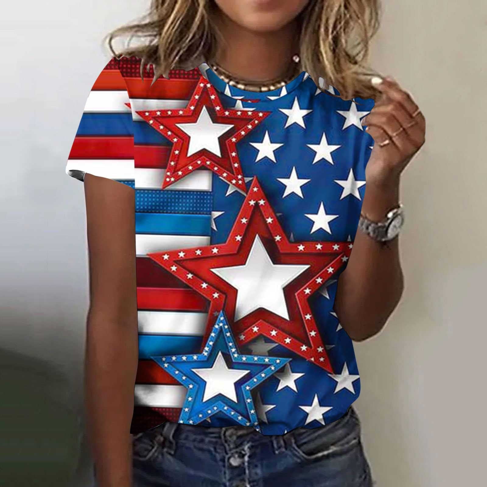 Xuniizn 4th of July Shirts for Women Summer Casual 3/4 Length Sleeve ...