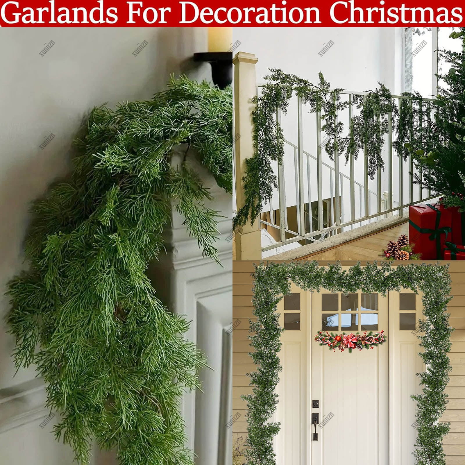 Xuniizn Artificial Norfolk Pine Garlandfor for Decoration Christmas Garland for Mantle, 6.2Ft ...
