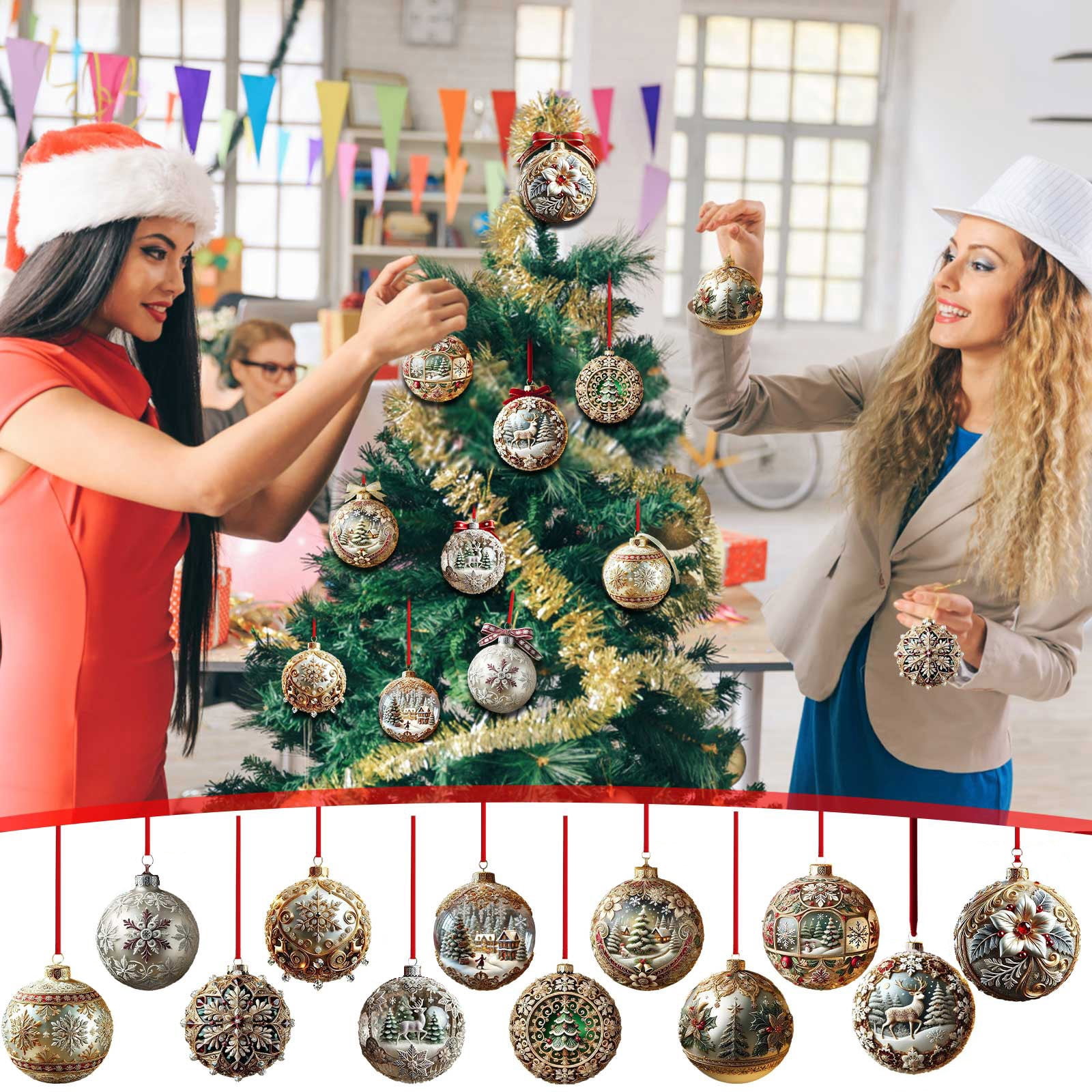 Xuniizn Christmas Ornaments Christmas Ball Ornaments with Strings ...