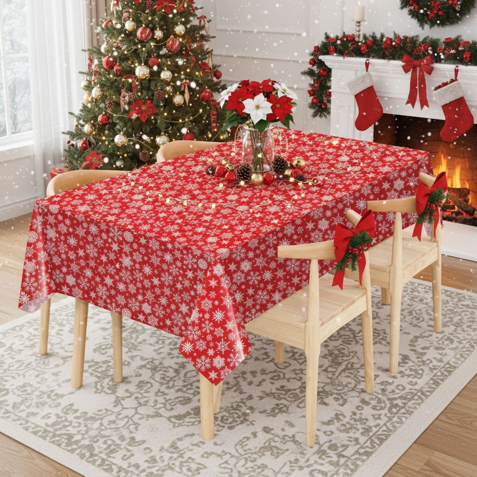 Xuniizn Christmas Tablecloth Wrinkled Cheesecloth Christmas Tablecloths ...