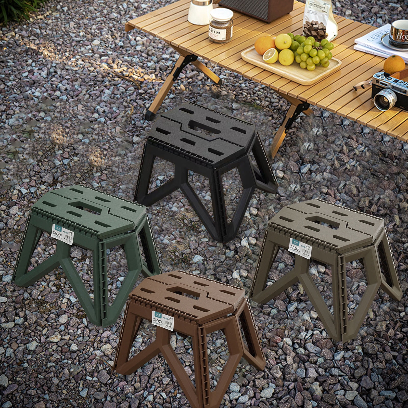 Xuniizn Collapsible stool, Folding Step Stool for Adults Holds Up to 300 lbs, Non-Slip Folding ...