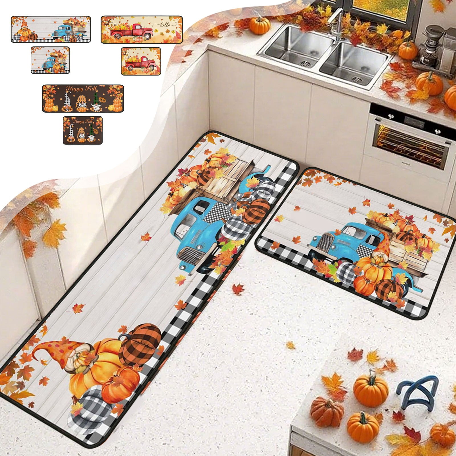 Xuniizn Fall Door Mat - Kitchen Mats for Floor Sets 2 Piece - Durable ...