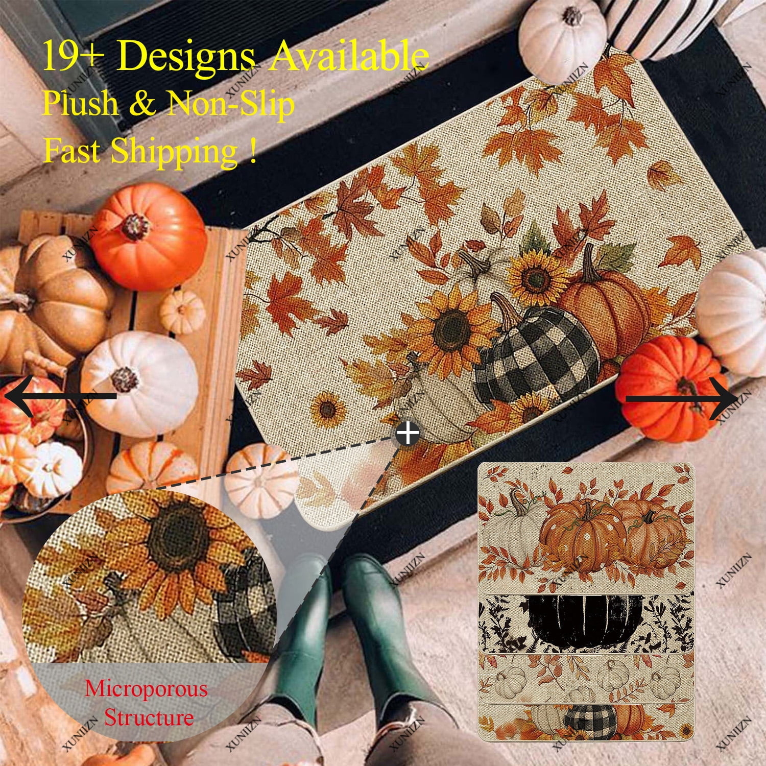Xuniizn Fall Door Mat Outdoor, Pumpkin Door Mat for Fall Decor, 24x15 ...