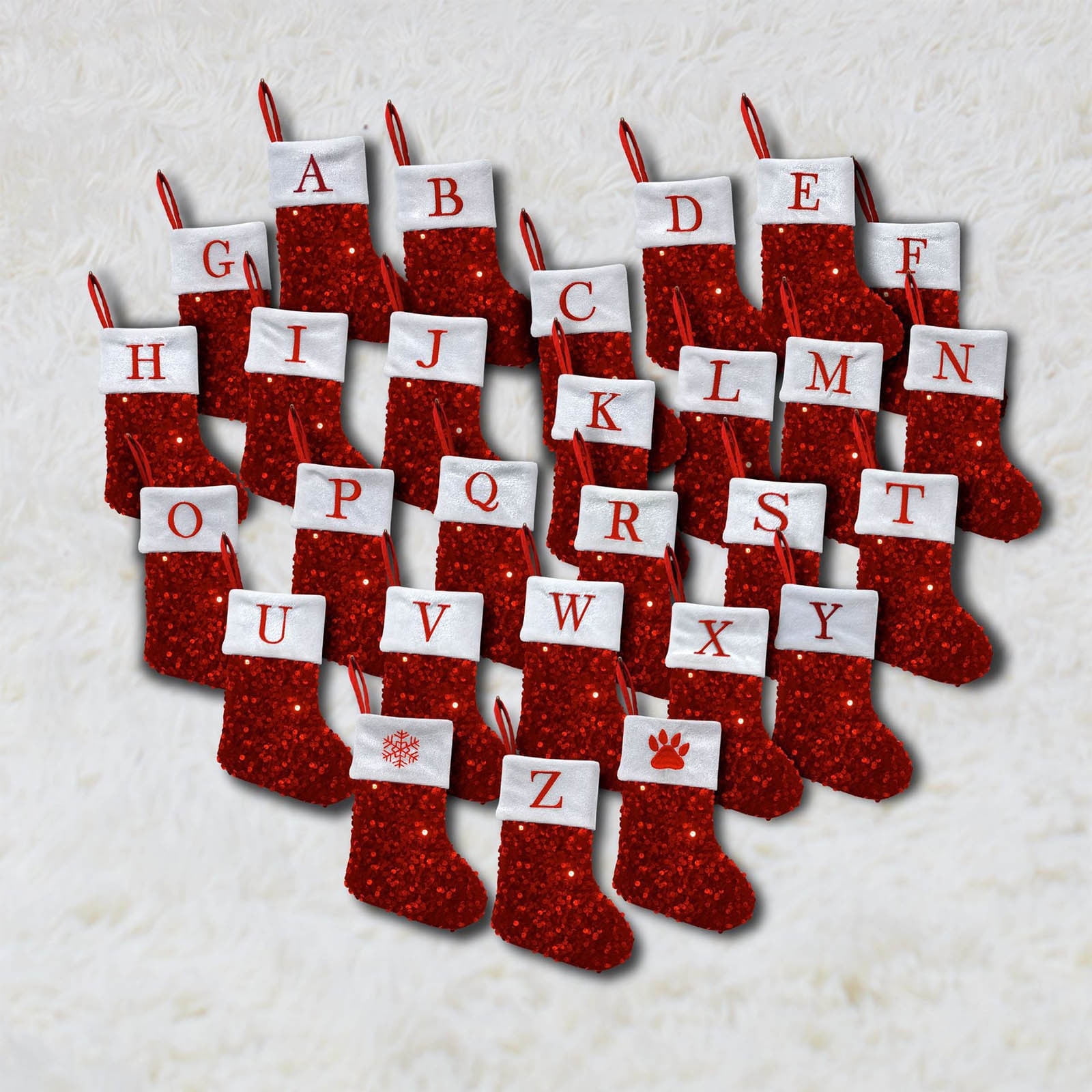 Xuniizn Monogram Christmas Stocking Red Velvet with White Super Soft ...