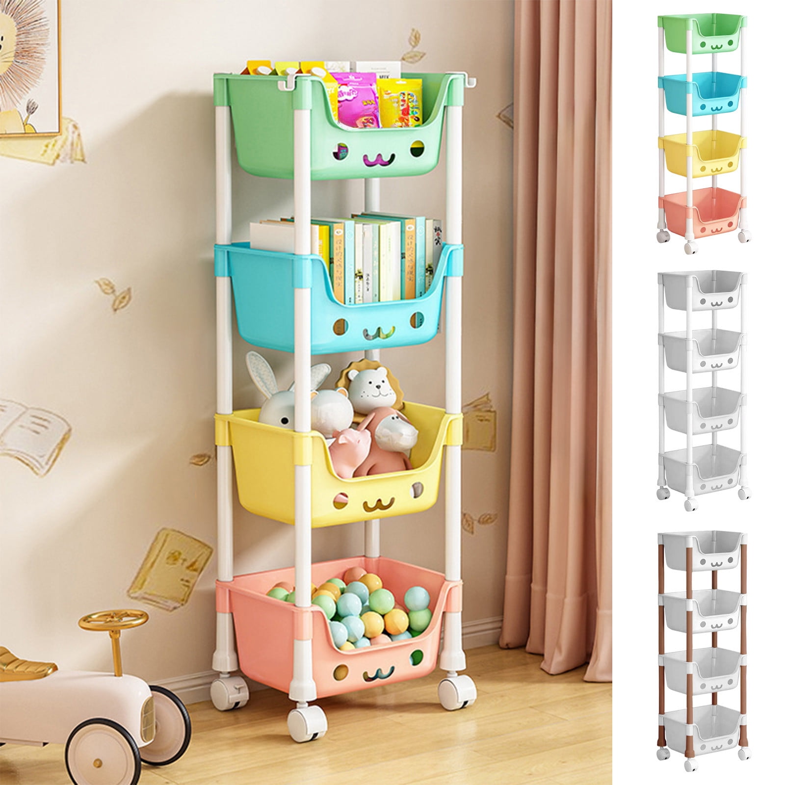 Xuniizn Rolling Cart Small Storage Cart – 4 Tier Rolling Utility Carts ...