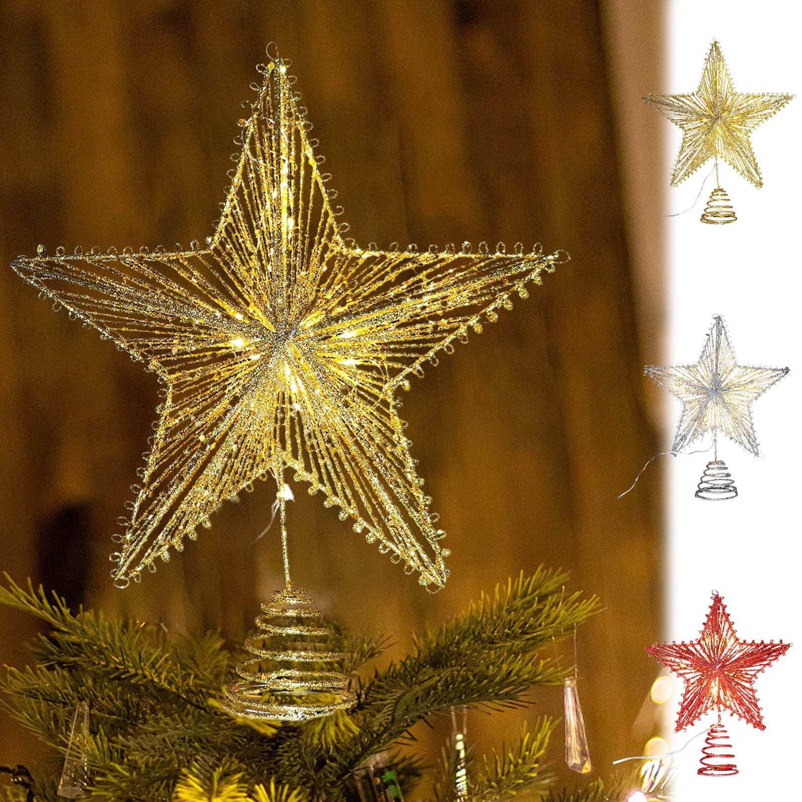 Xuniizn Star Tree Topper, Shatterproof LED Star with Remote Control, 8 ...
