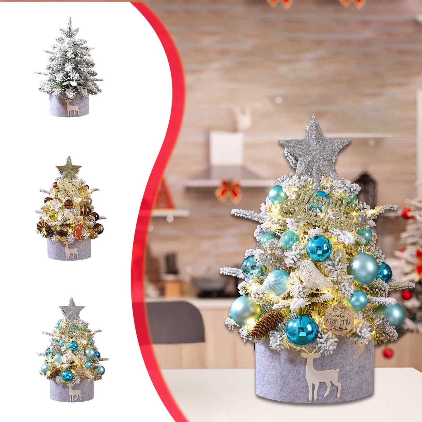 Xuniizn Table Top Christmas Tree, Plastic Small Christmas Tree for Desk ...
