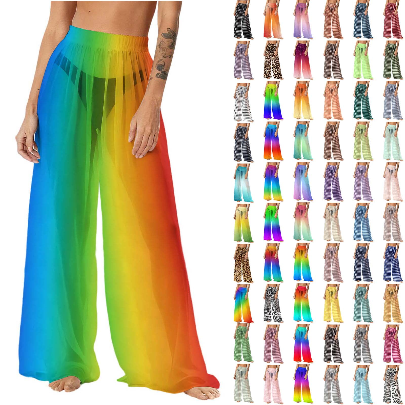 Xuniizn Women Sheer Mesh Pants Beach Swimsuit Bikini Bottom Cover up ...